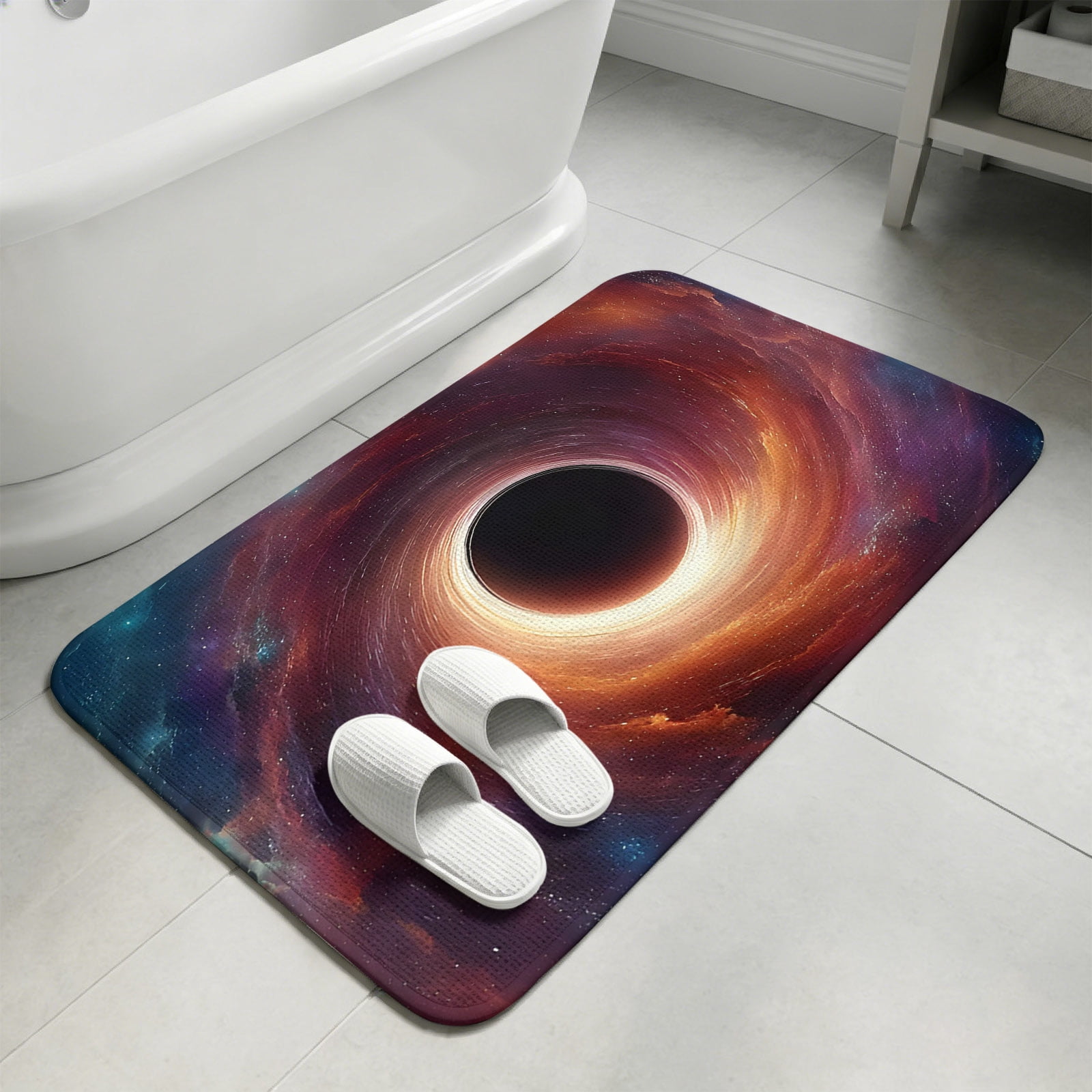 Black Hole Bathroom Rugs Non Slip Washable Bath Mat Absorbent Low Pile ...