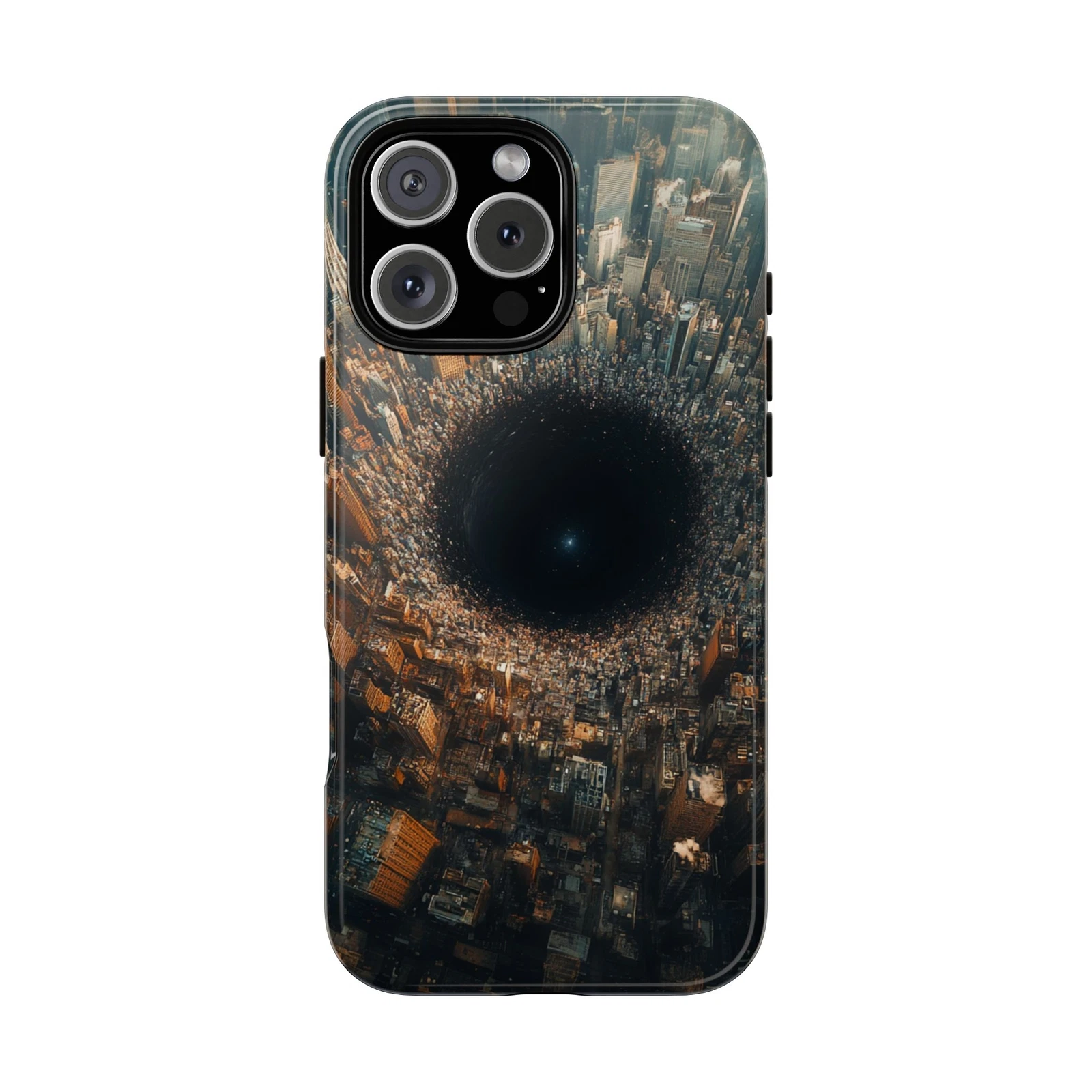 Black Hole City Vortex Sci-Fi Phone Case for iPhone 17 to 11 Pro Max ...