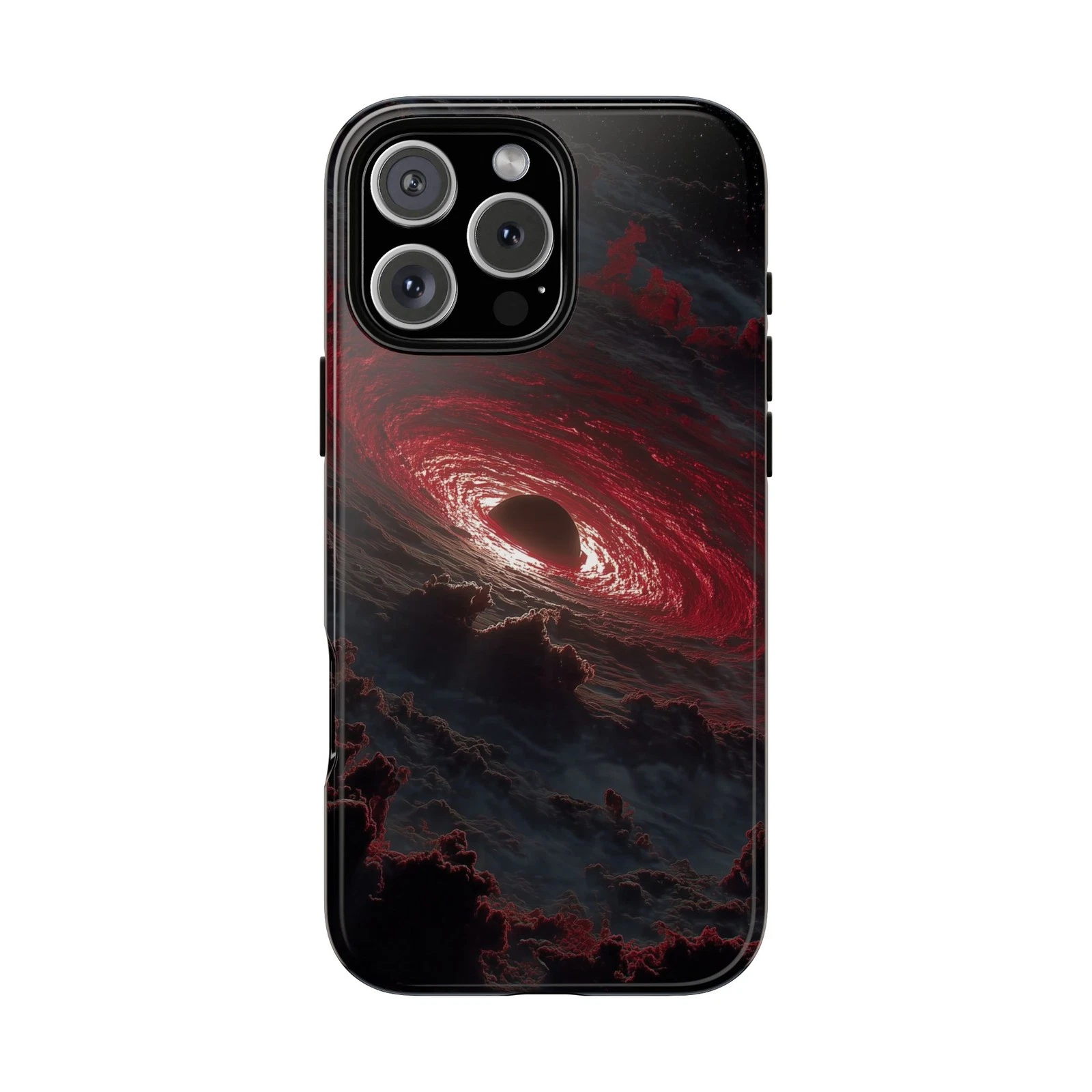 Black Hole Dark Void Red Nebula Sci-Fi Phone Case for iPhone 11 to 17 ...