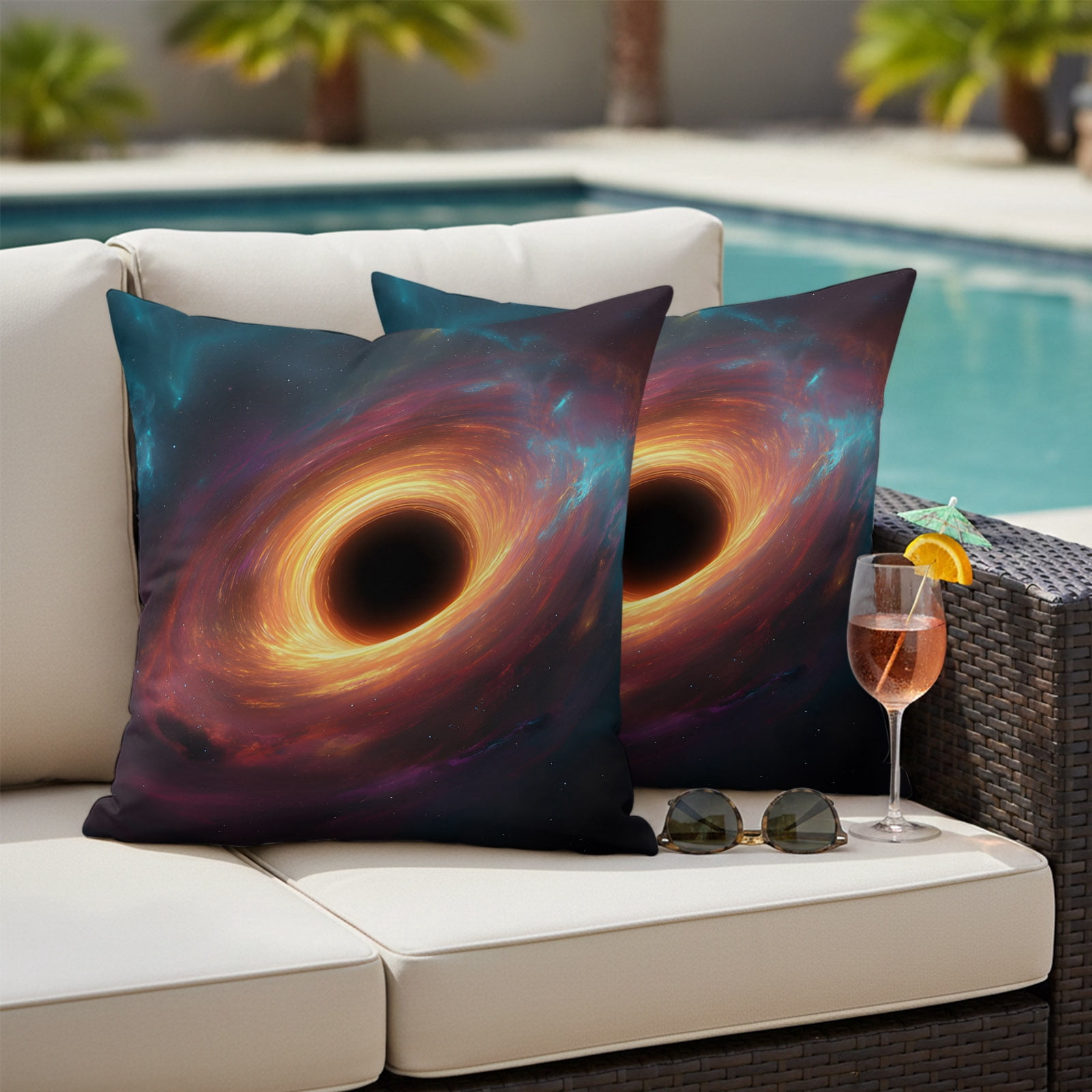 Black Hole Outdoor Pillow Covers 24x24 Inch Throw Pillow Covers Set of ...