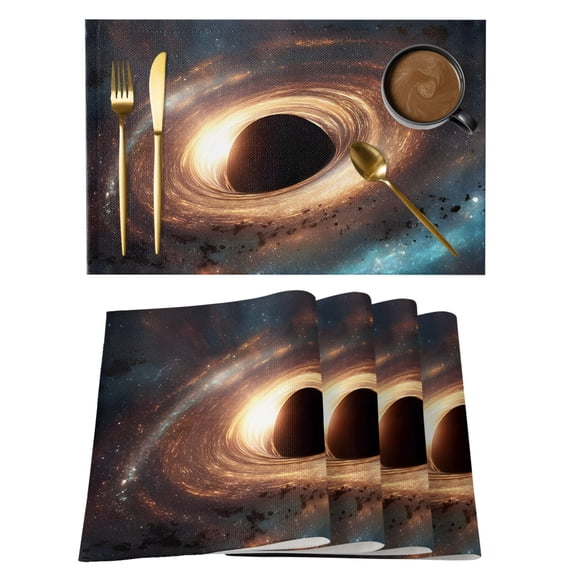 Black Hole Placemats Set of 4 Starfield Gold Glowing Disk Place Mats ...