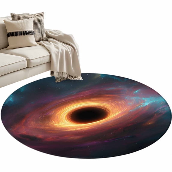 Black Hole Round Rug 4ft Washable Circle Entryway Rugs Non Slip Orange ...