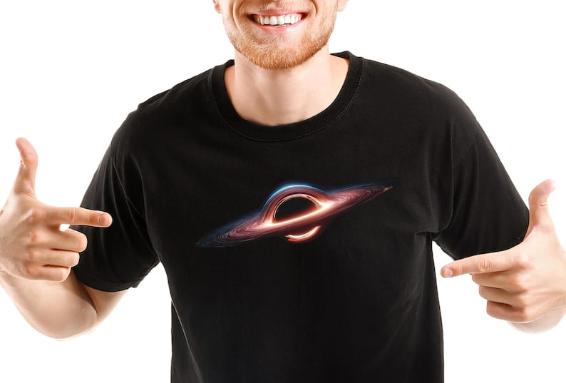Black Hole Space Graphic Tee, Cosmic Accretion Ring Galaxy Art Shirt ...