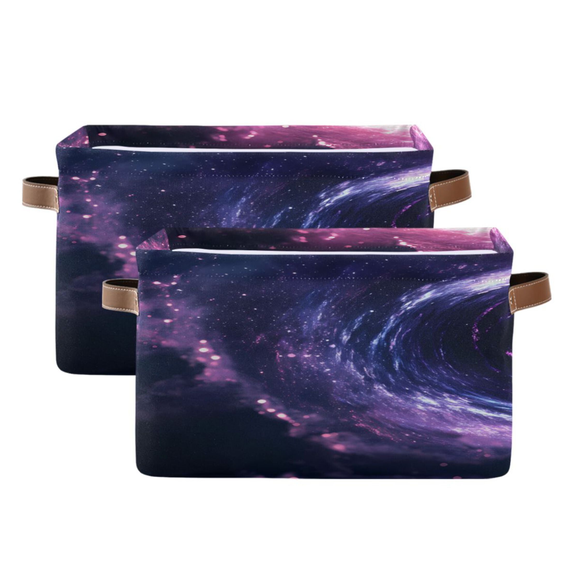 Black Hole and Purple Nebula Storage Bins with Handle Fabric Organizer ...
