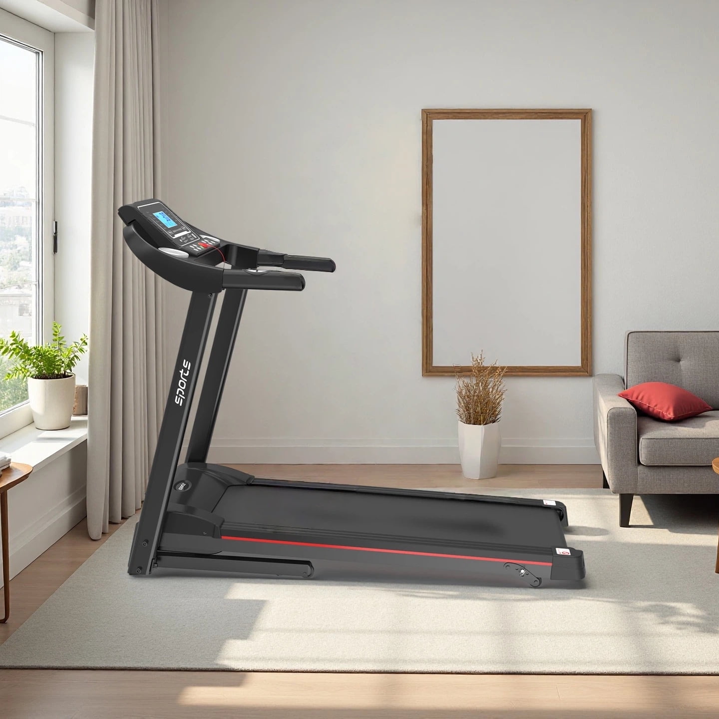 Black Home Foldable Treadmill – Fitshow App, 4-Level Incline, 2.5HP ...