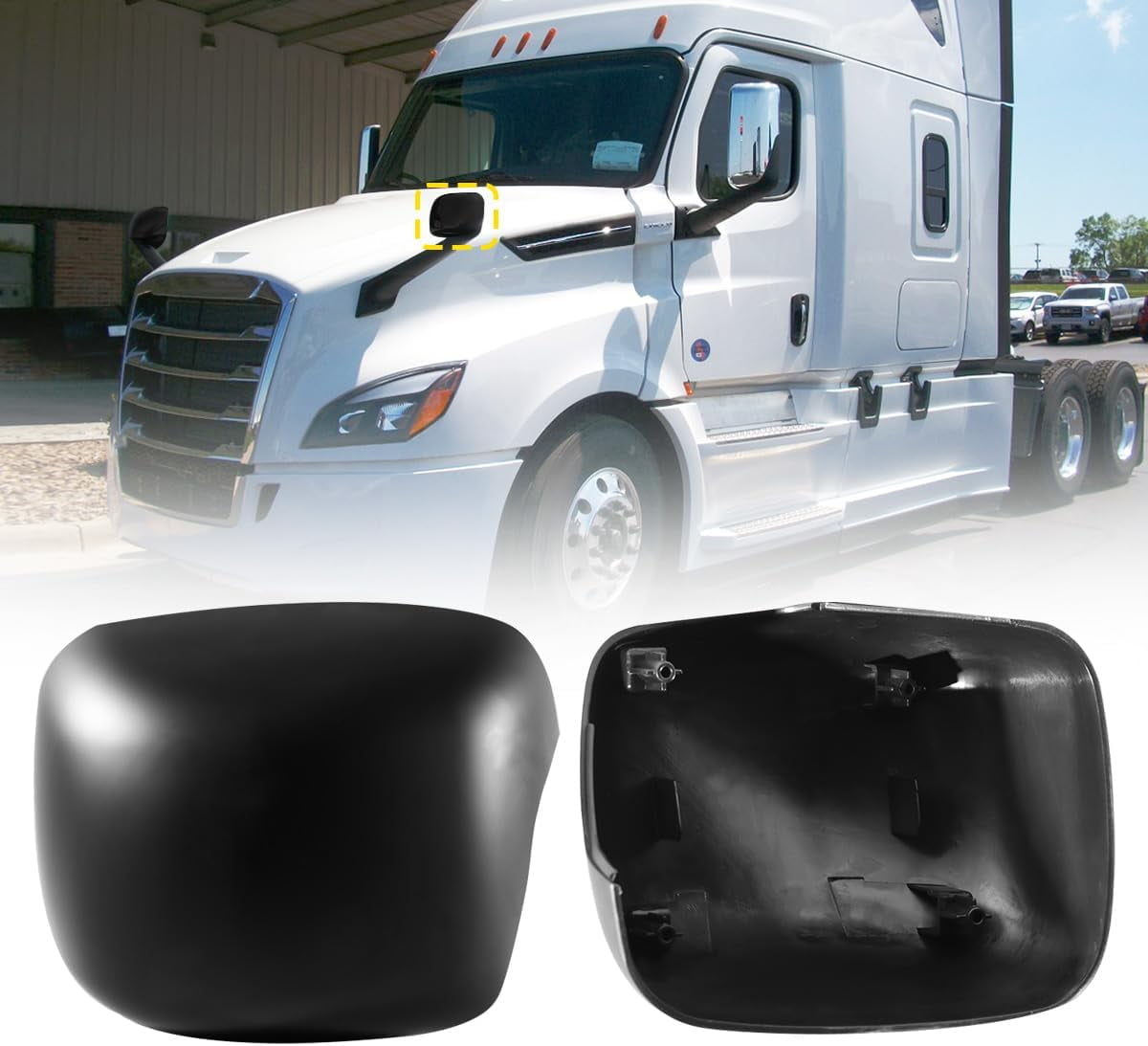 Black Hood Mirror Cover for Freightliner Cascadia 2018 2019 2020 2021 ...