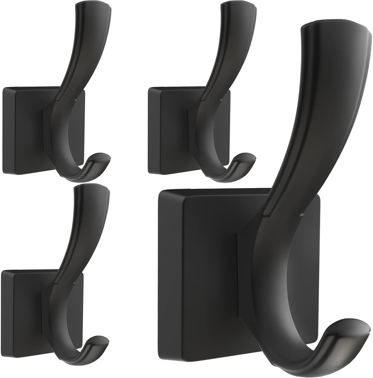 Black Hooks for Wall Towel Hooks, Heavy Duty Thick Aluminum Alloy ...