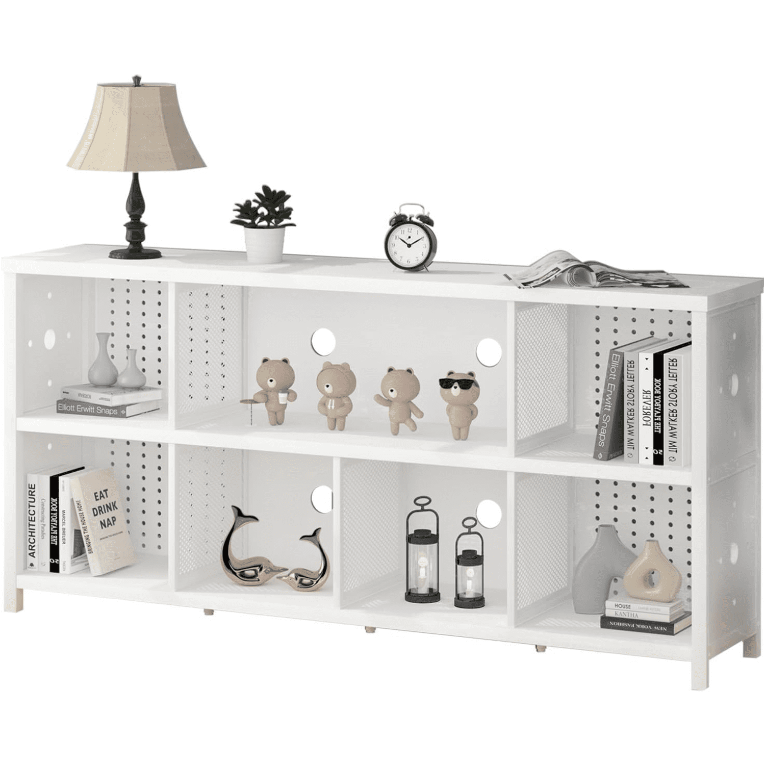 Black Horizontal Bookshelf Modern Cube Storage Organizer Bookcase ...