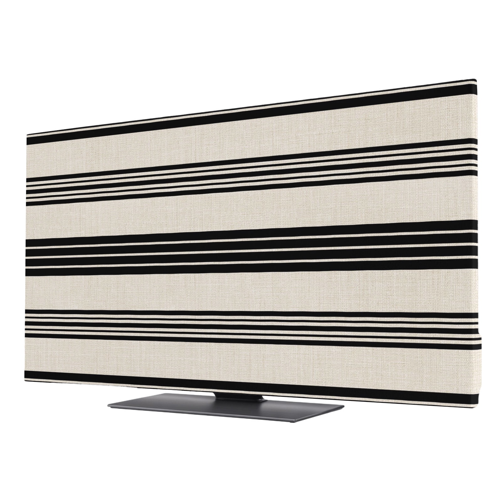 Black Horizontal Stripes TV Cover for 75 Inch Screen,Stretch Fabric ...