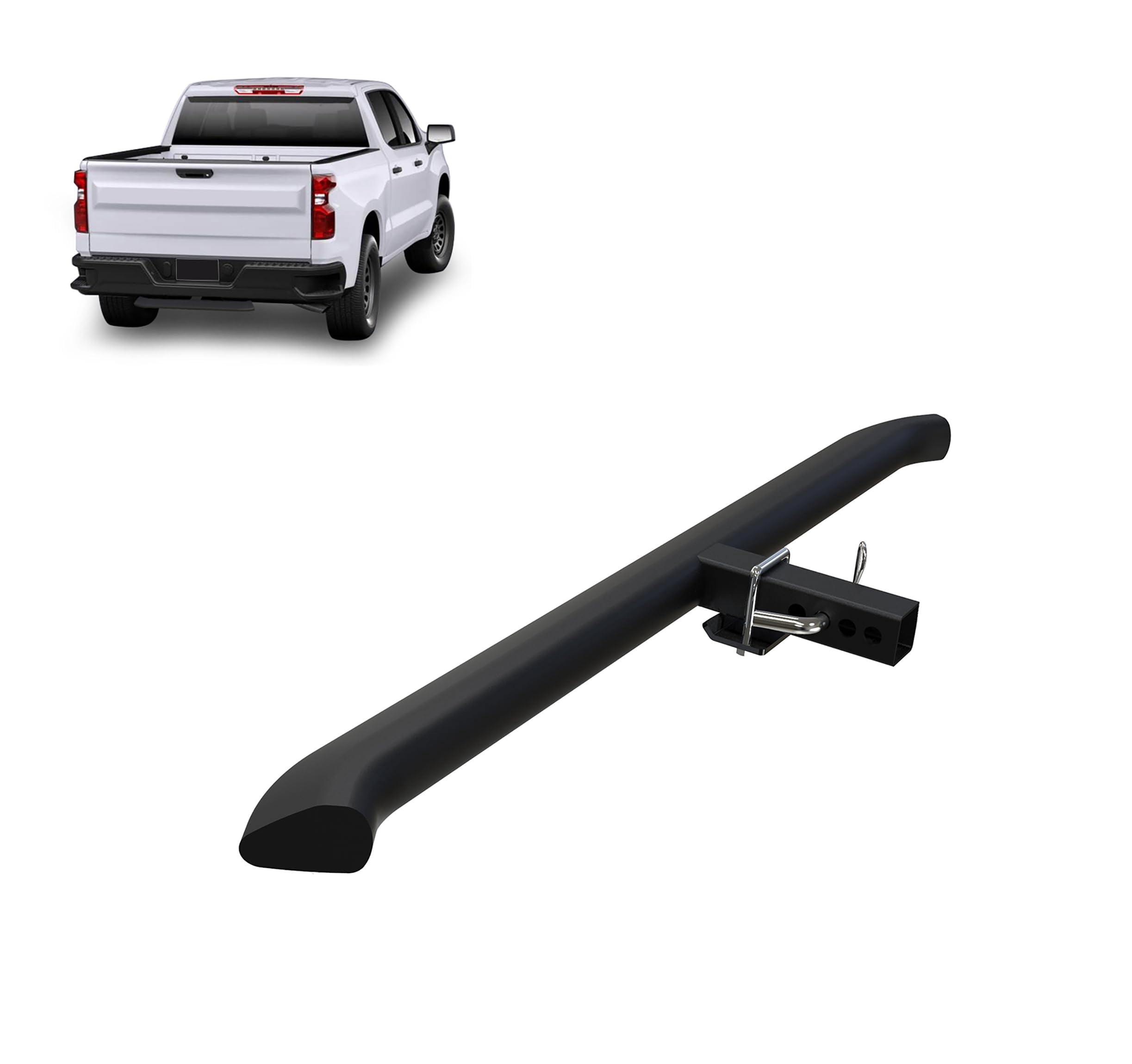 Black Horse 2" Inlet,48" Length Black Razor Tow Hitch Step Rear Bumper ...