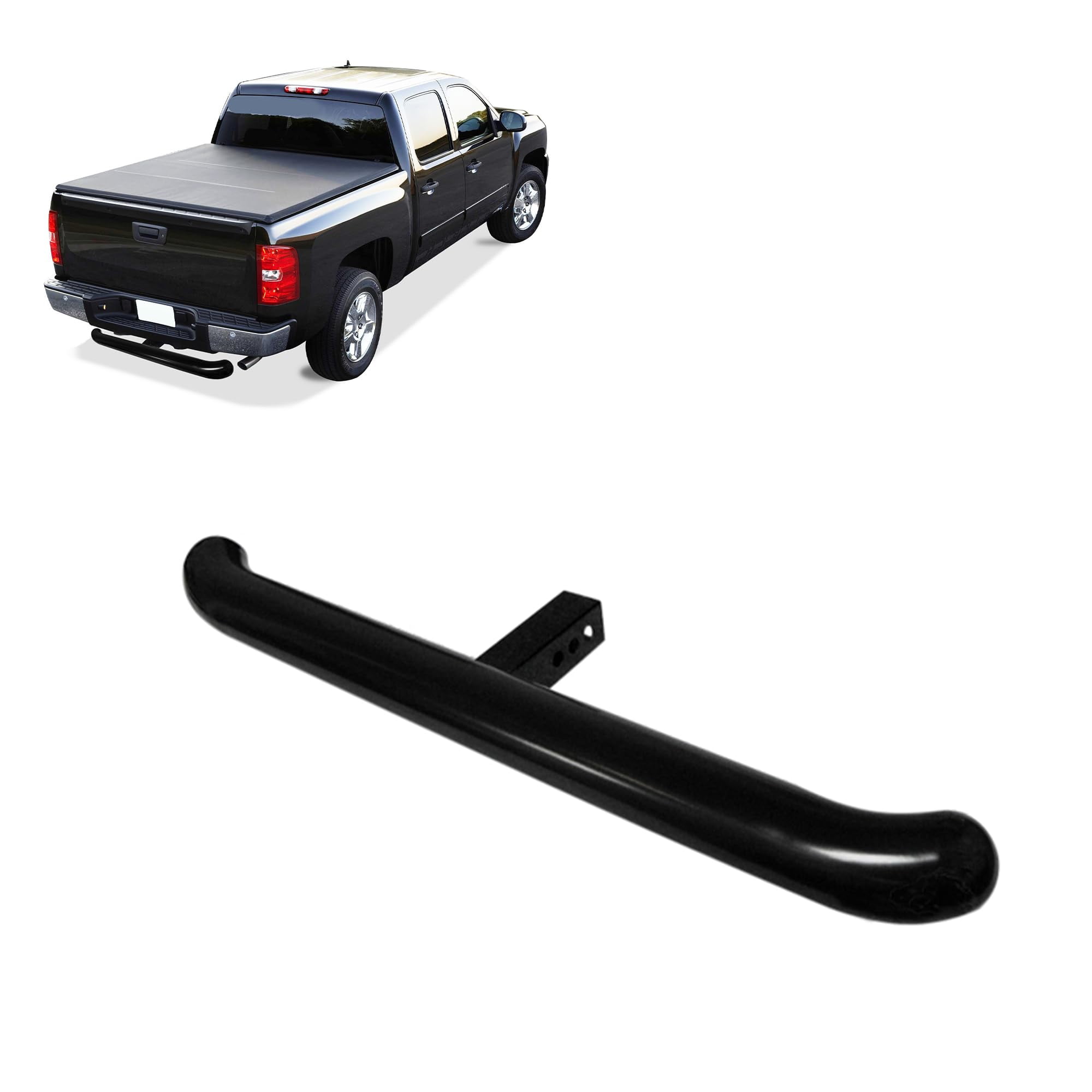 Black Horse 3" tube diameter Textured Black Tow Hitch Step Rear Bumper ...
