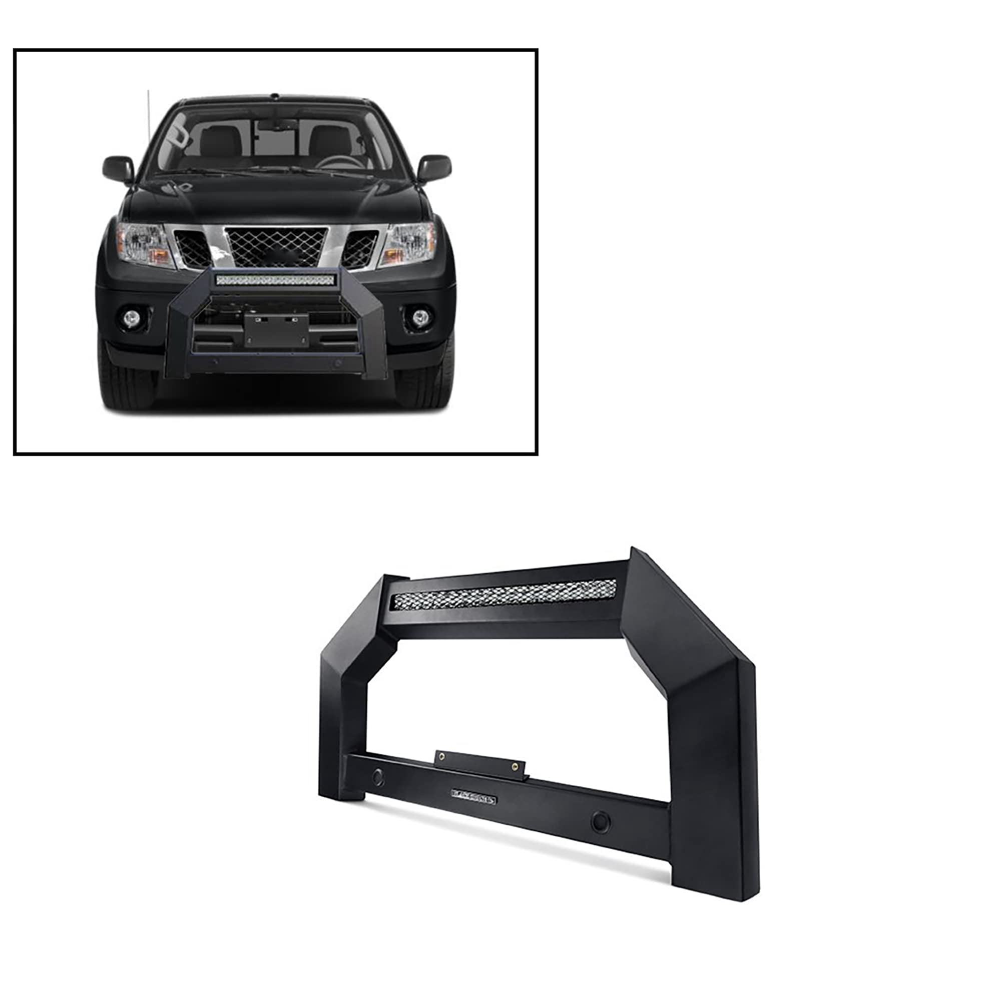 Black Horse Armour Bull Bar No Skid Plate Matte Black Compatible with ...
