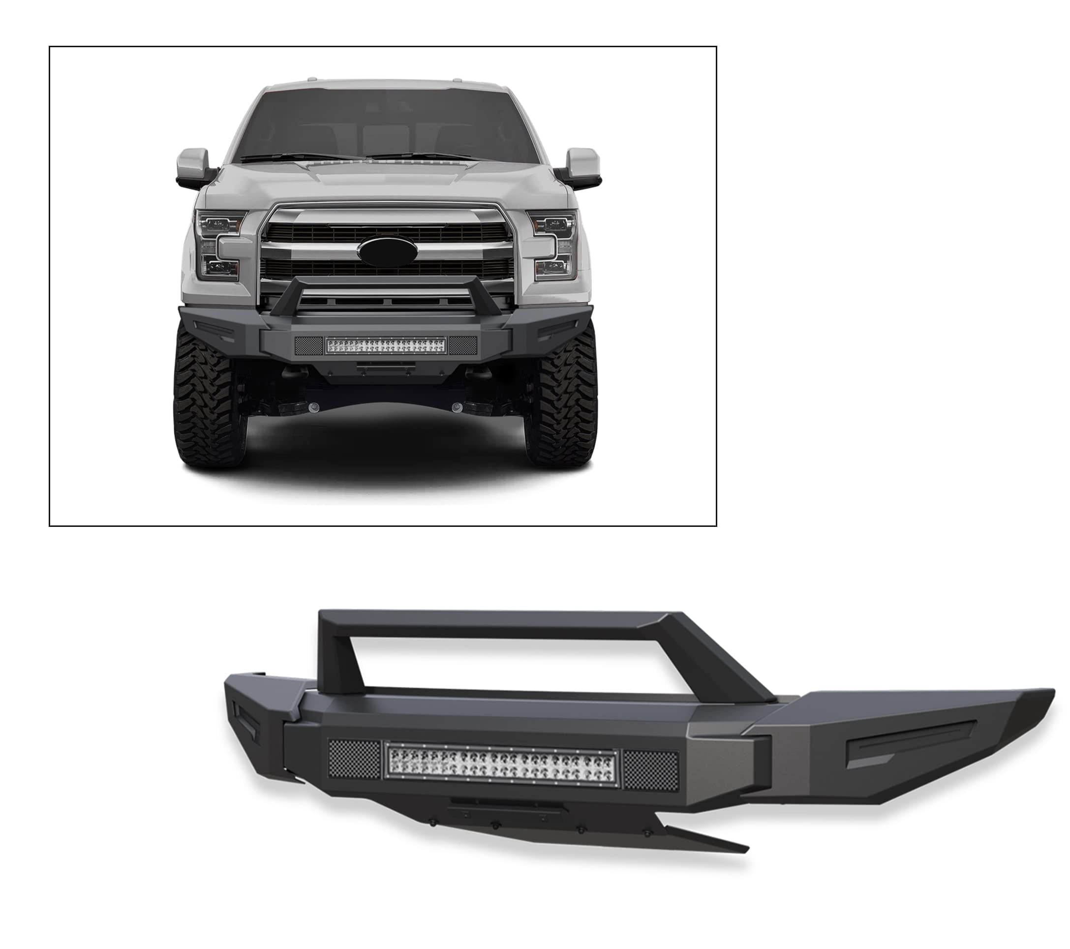 Black Horse Armour II Heavy Duty Modular Front Bumper Kit Modular Matte ...