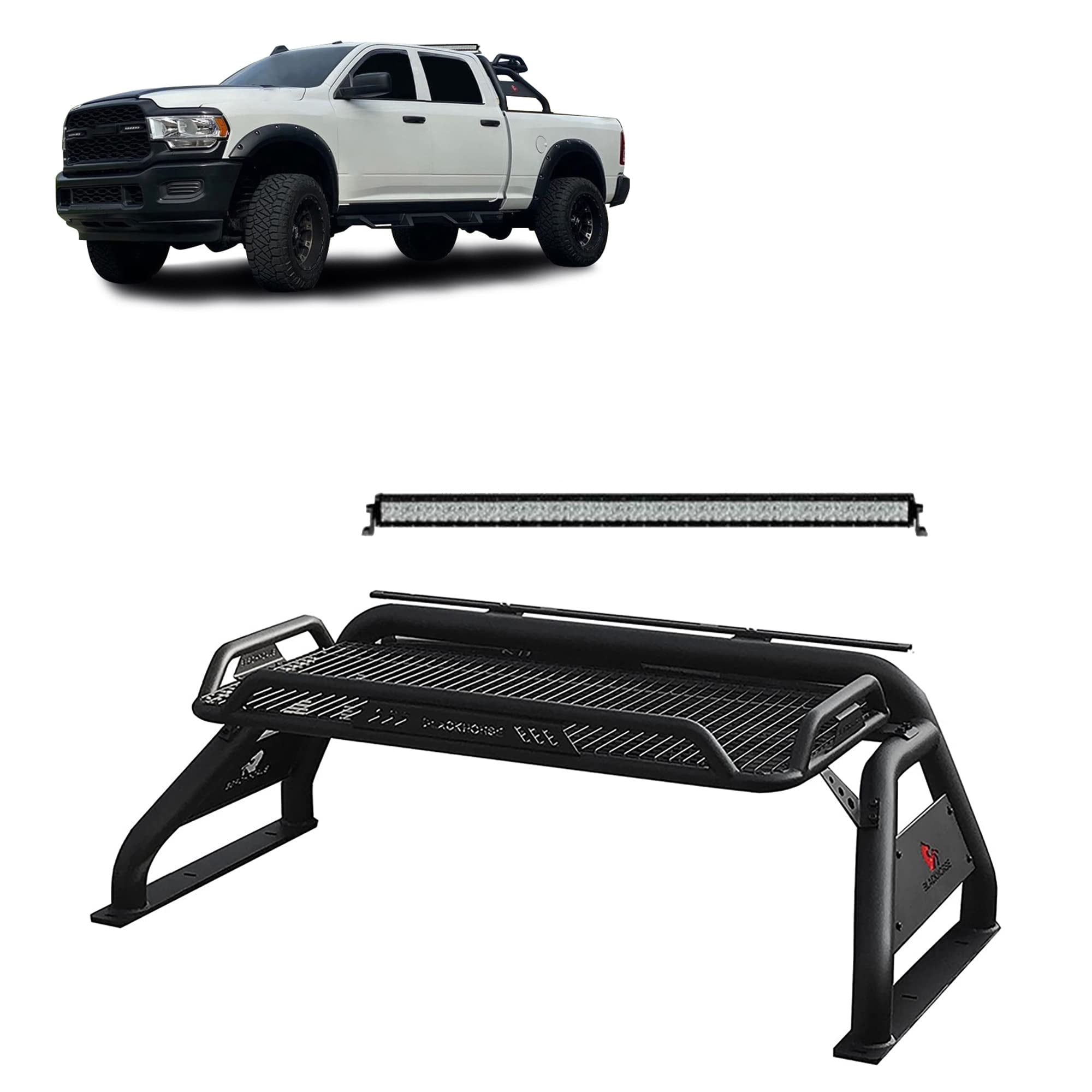 Black Horse Atlas Roll Bar Black W/40 LED Light Bar Compatible with ...