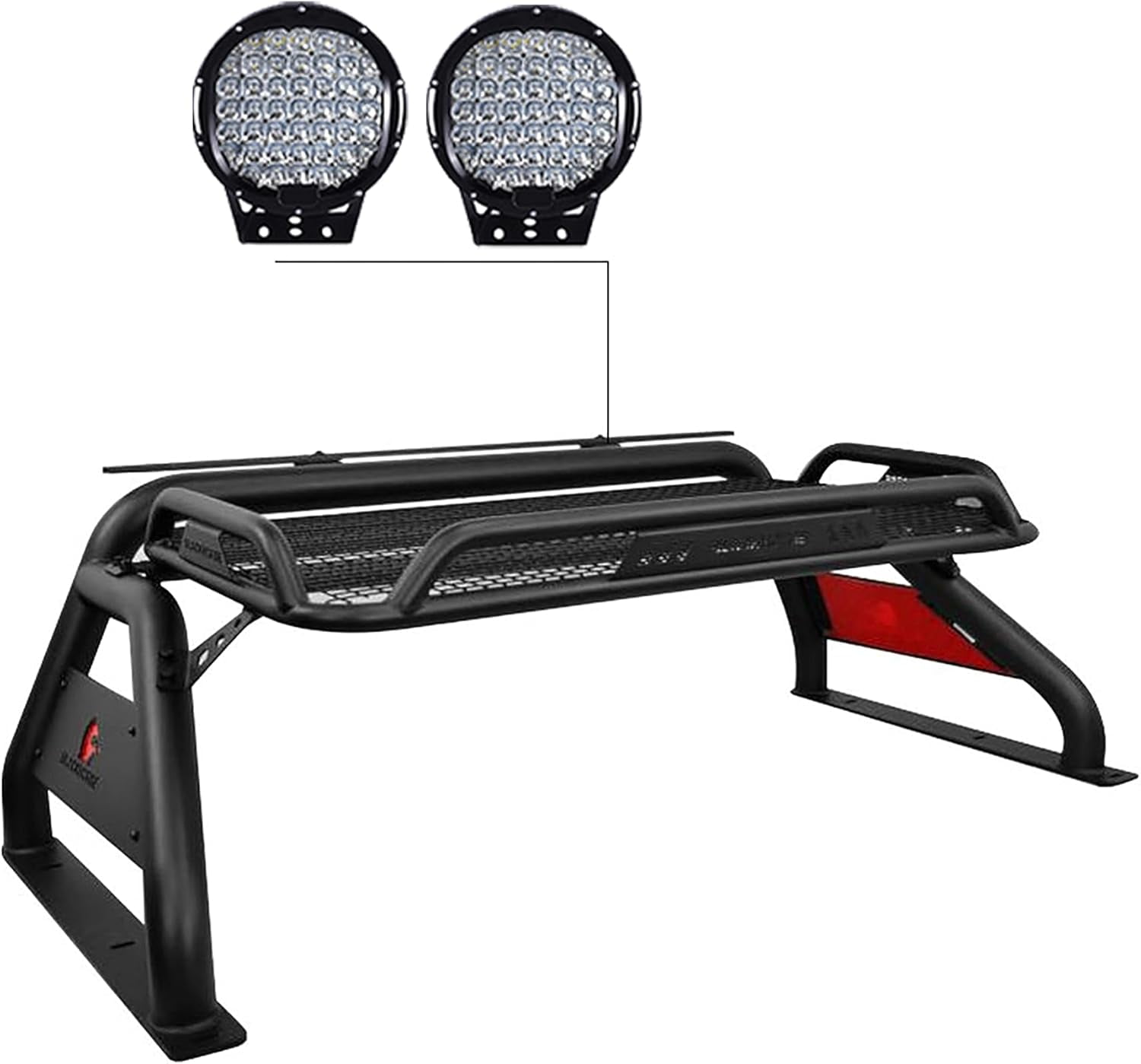 Black Horse Atlas Roll Bar Incl.Set of 9 Black Round LED Light Black ...