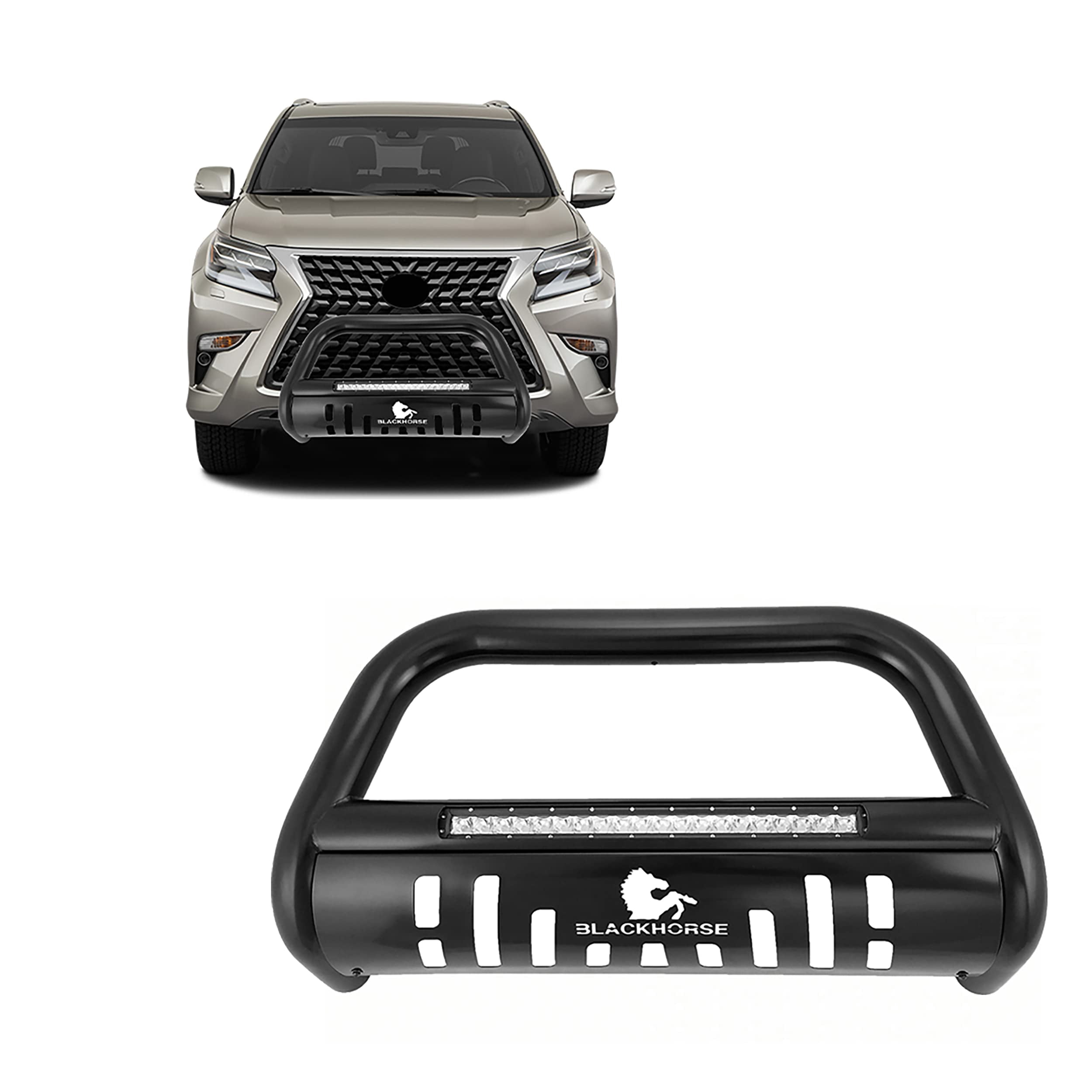 Black Horse BEACON Bull Bar Skid Plate Black Compatible with 2014-2020 ...