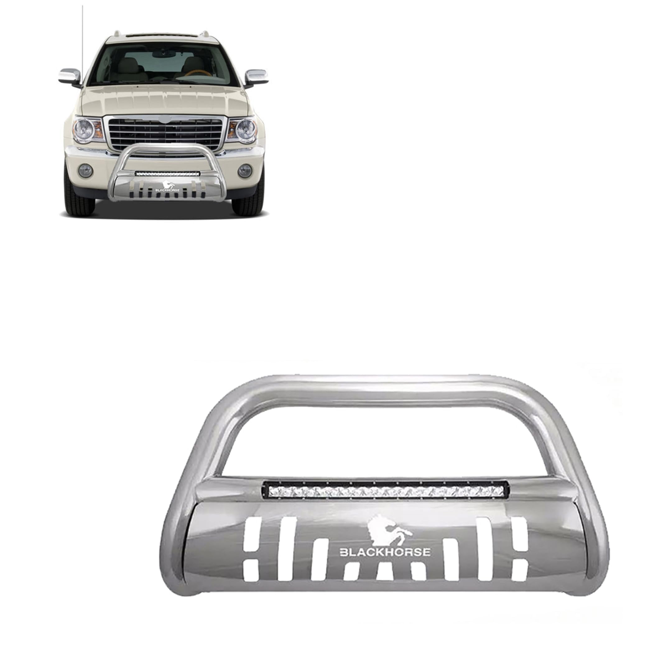 Black Horse BEACON Bull Bar Skid Plate Stainless Steel Compatible with ...