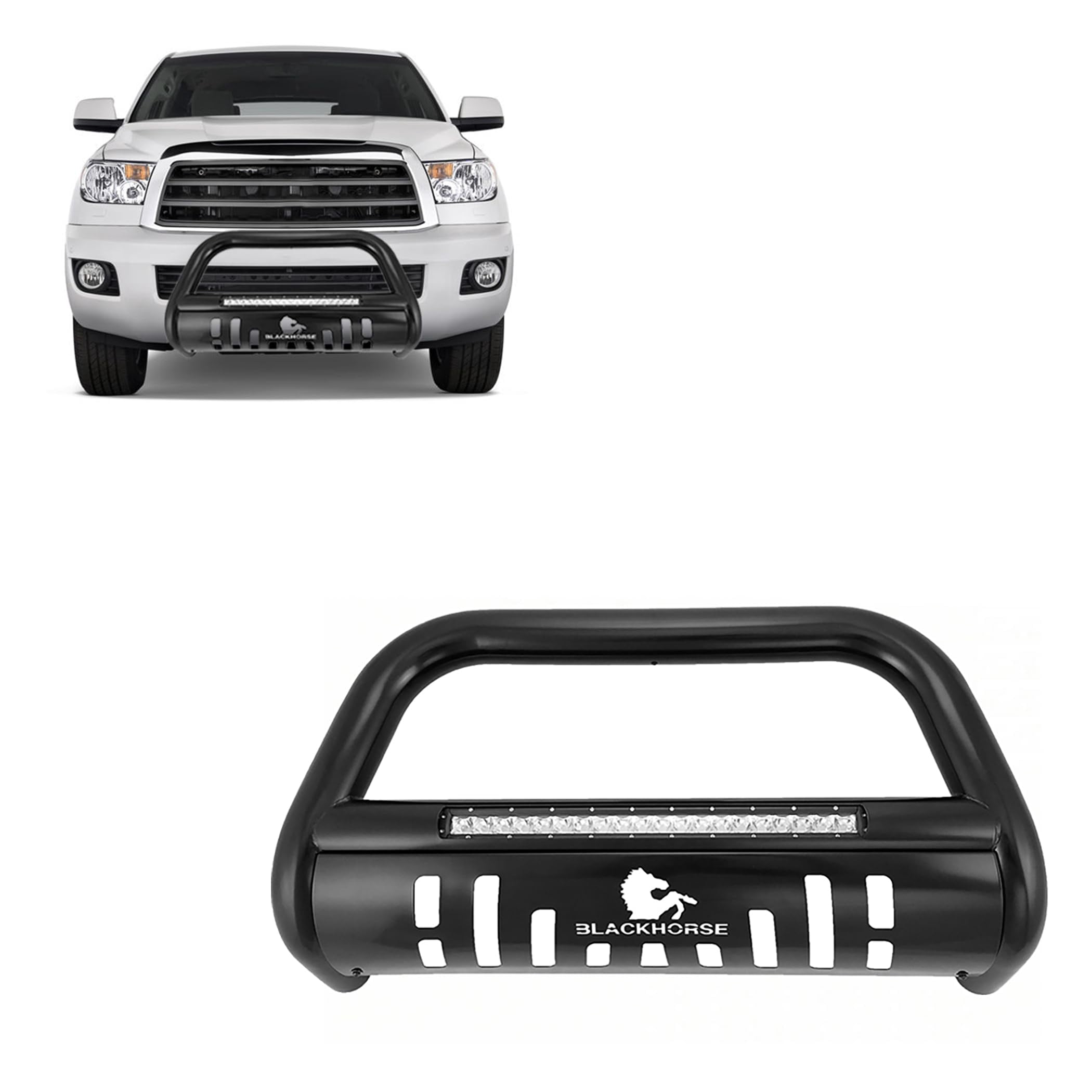 Black Horse Beacon Bull Bar Skid Plate Black Compatible with 2008-2022 ...