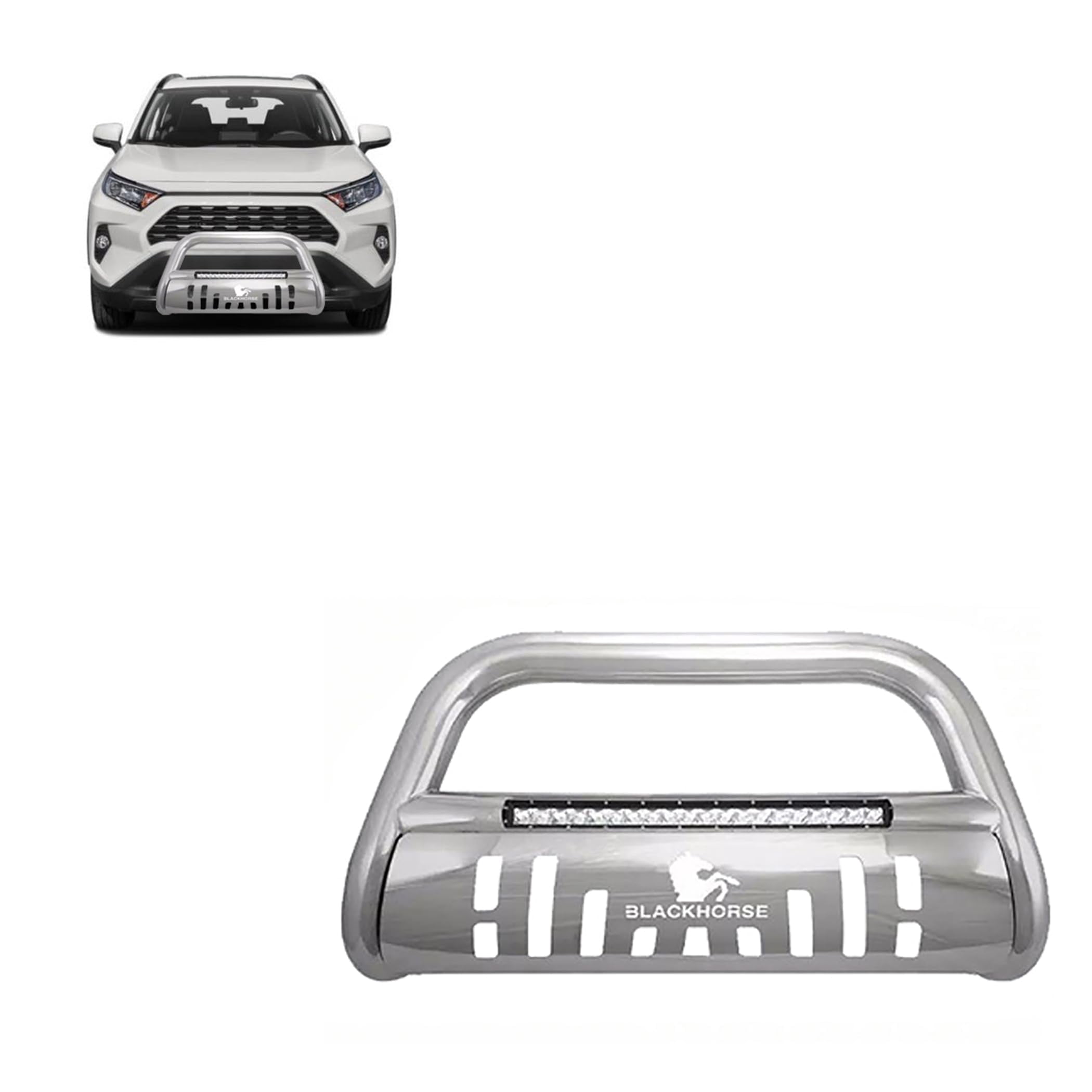 Black Horse Beacon Bull Bar Skid Plate Stainless Steel Compatible with ...
