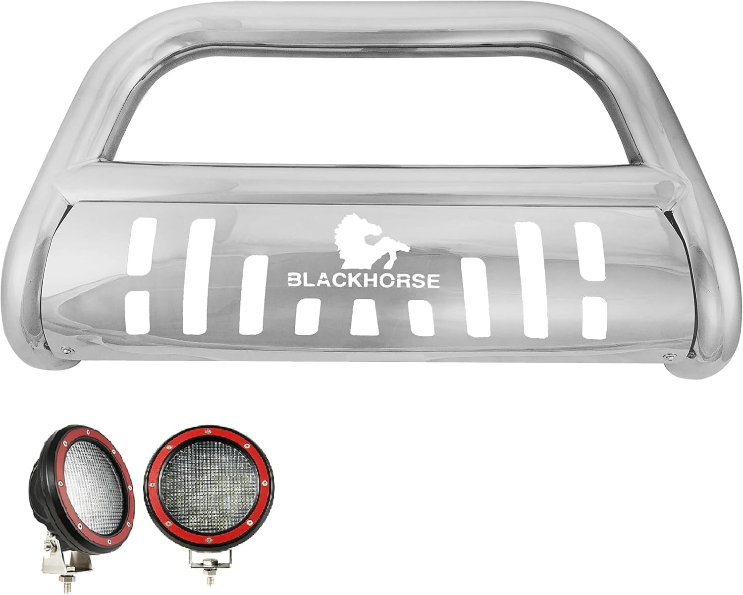 Black Horse Bull Bar Kit Skid Plate Stainless Steel Compatible with ...