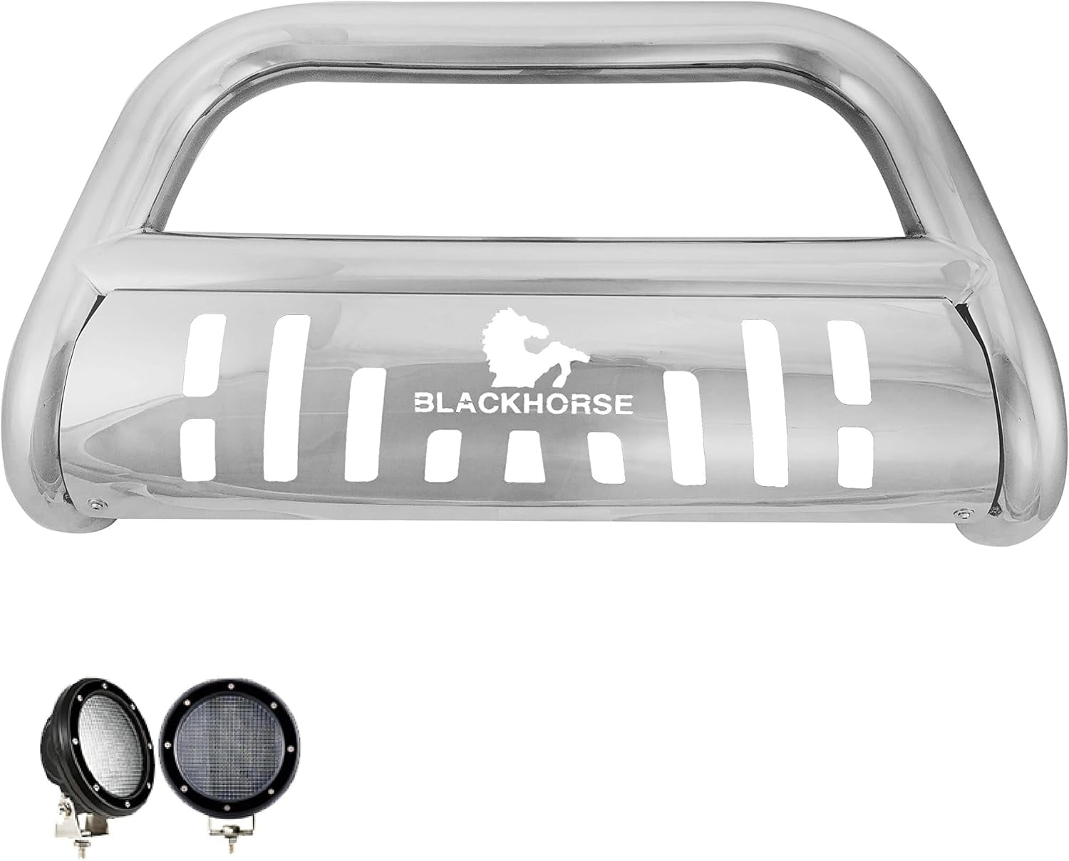 Black Horse Bull Bar Kit Skid Plate Stainless Steel Compatible with ...