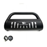 Black Horse Bull Bar Skid Plate Black Come with Pair of 5.3" Dia. LED ...