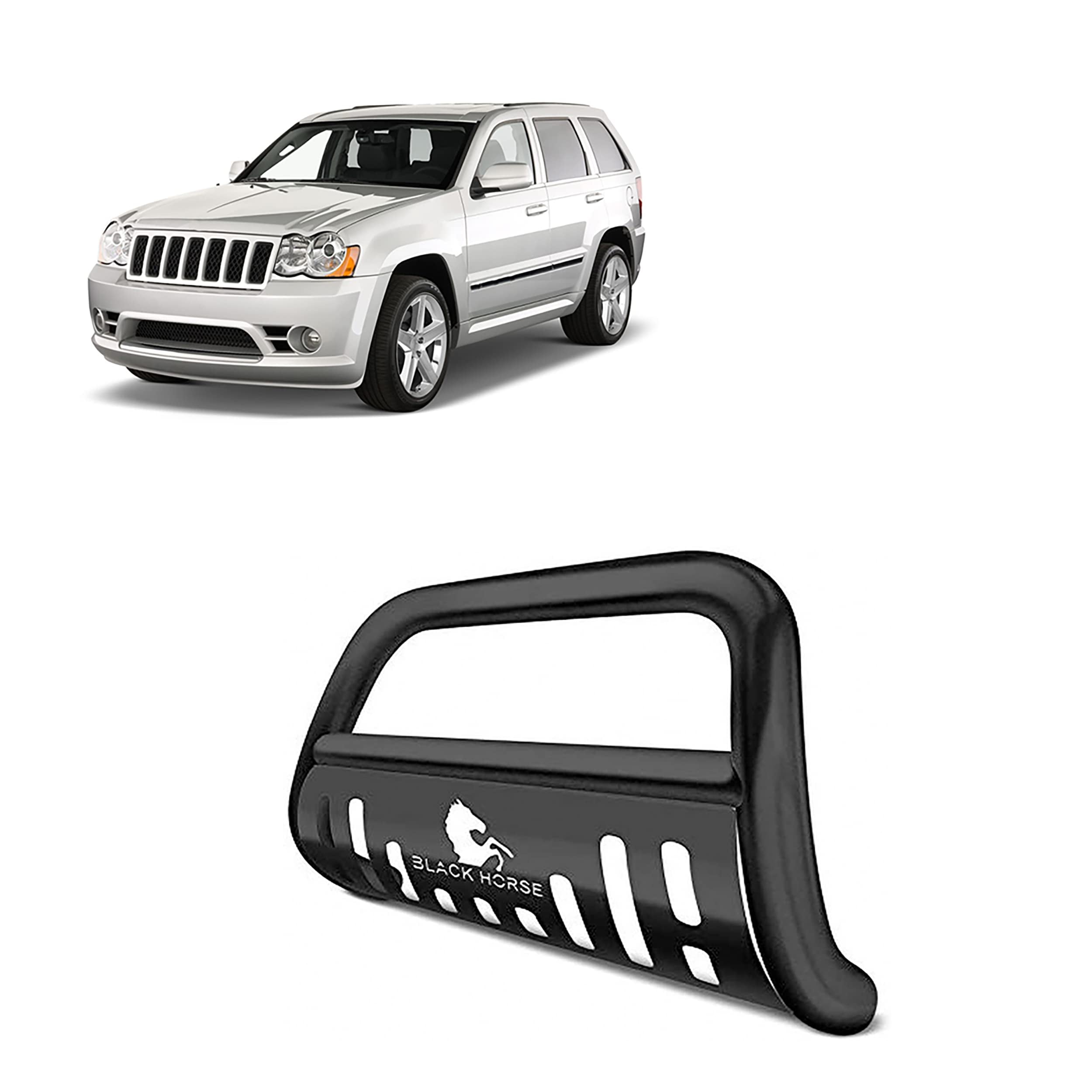 Black Horse Bull Bar Skid Plate Black Compatible with 2008-2010 Jeep ...