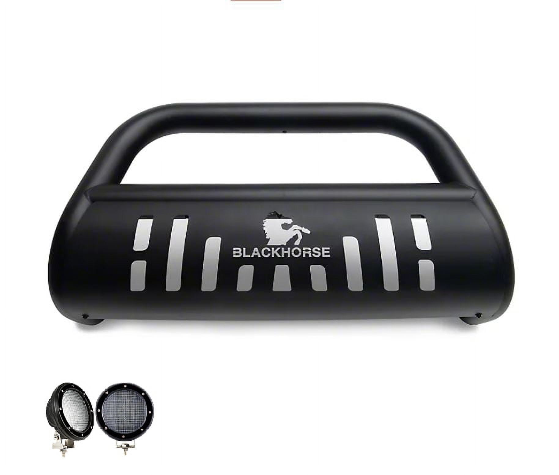 Black Horse Bull Bar Skid Plate Matte Black Come with Pair of 5.3" Dia ...