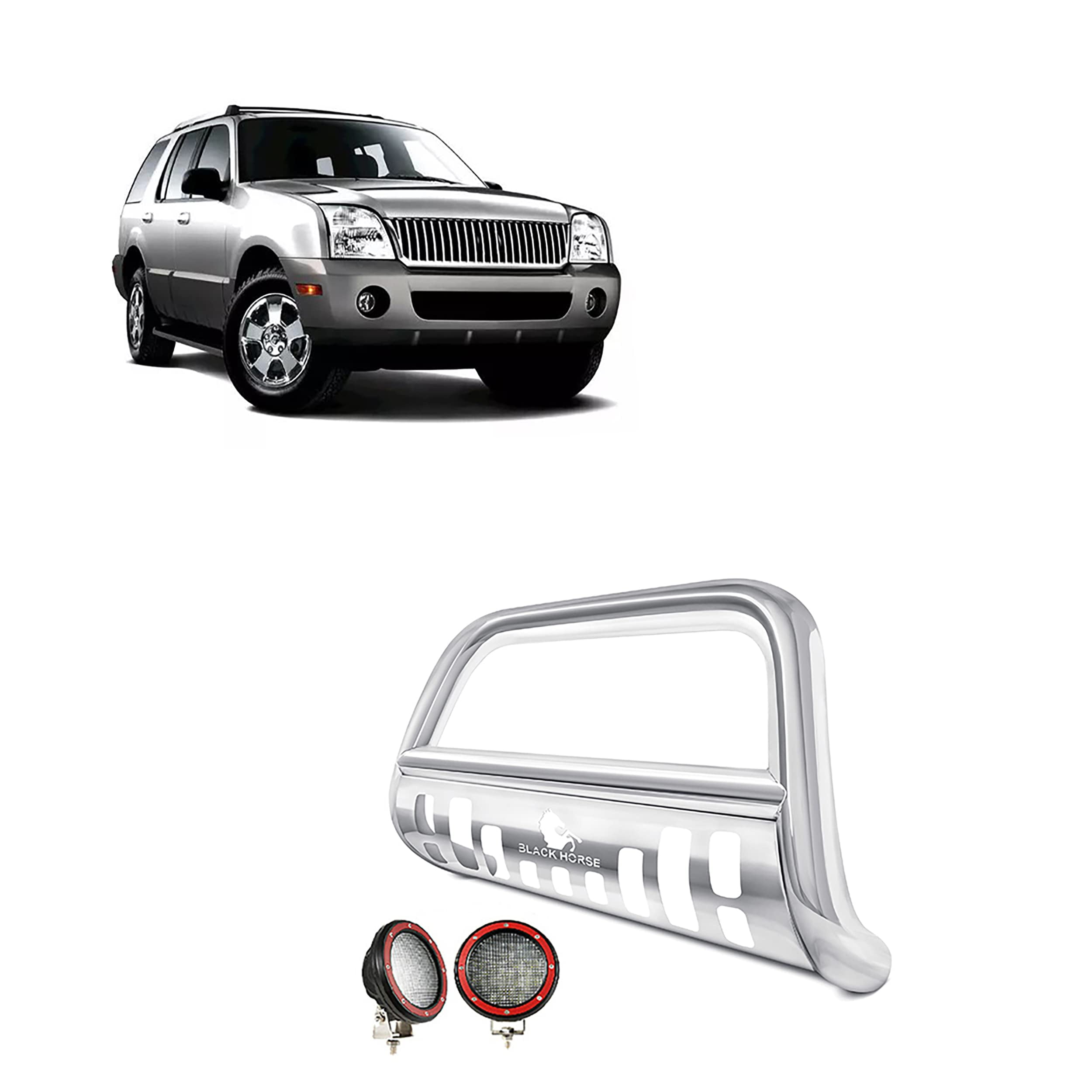 Black Horse Bull Bar Skid Plate Stainless Steel Come With Pair of 5.3 ...