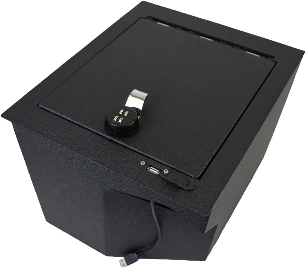 Black Horse Center Console Safe Security Lock Box, Black Gun Box ...