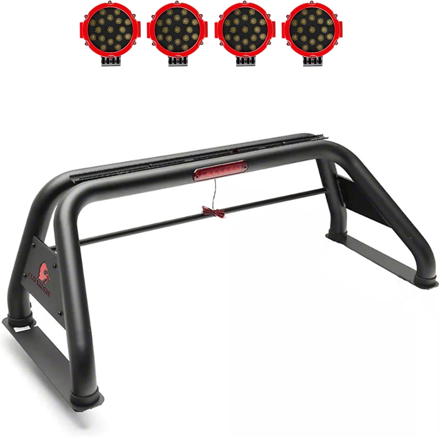 Black Horse Classic Roll Bar Incl. Pair of 7.0" Dia. LED Lights w/Red ...