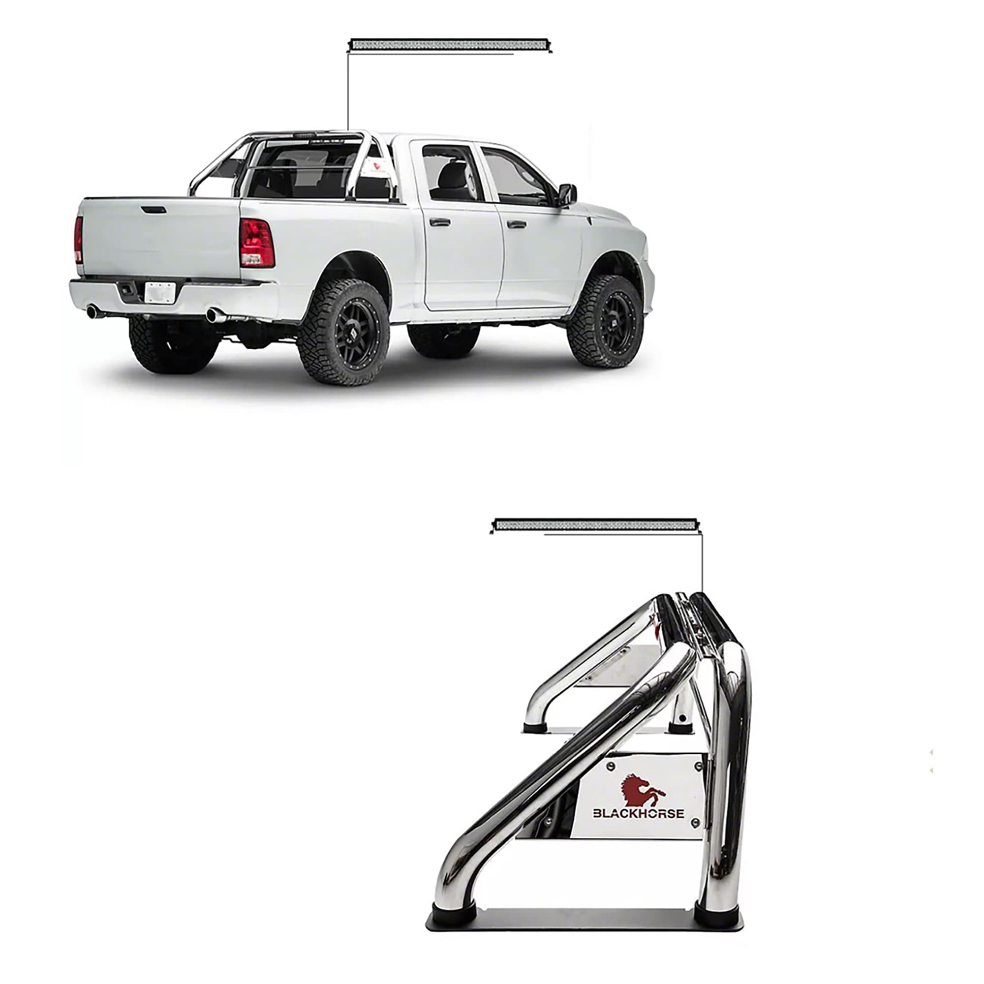 Black Horse Classic Roll Bar Kit Stainless Steel Compatible with 2009 ...