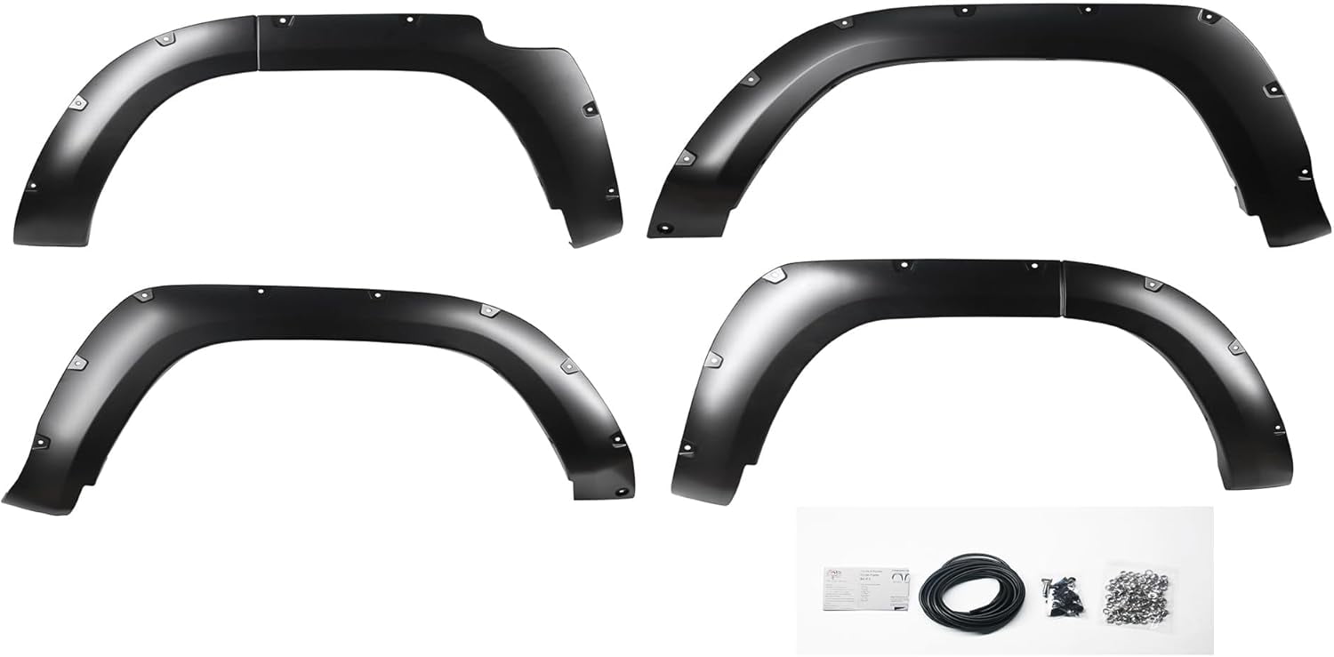 Black Horse Fender Flares Riveted Style Black Compatible with 2014-2023 ...