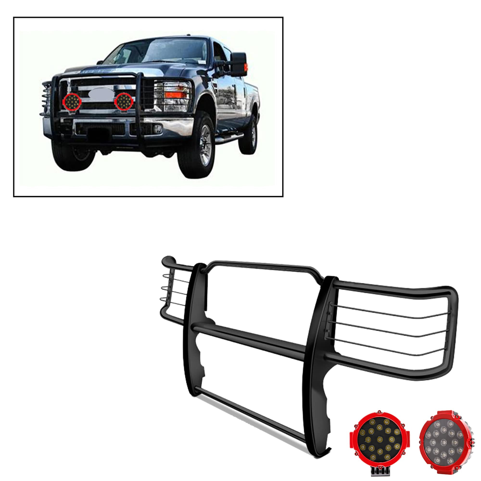 Black Horse Grille Brush Bumper Guard Modular Black Come with Pair of 7 ...