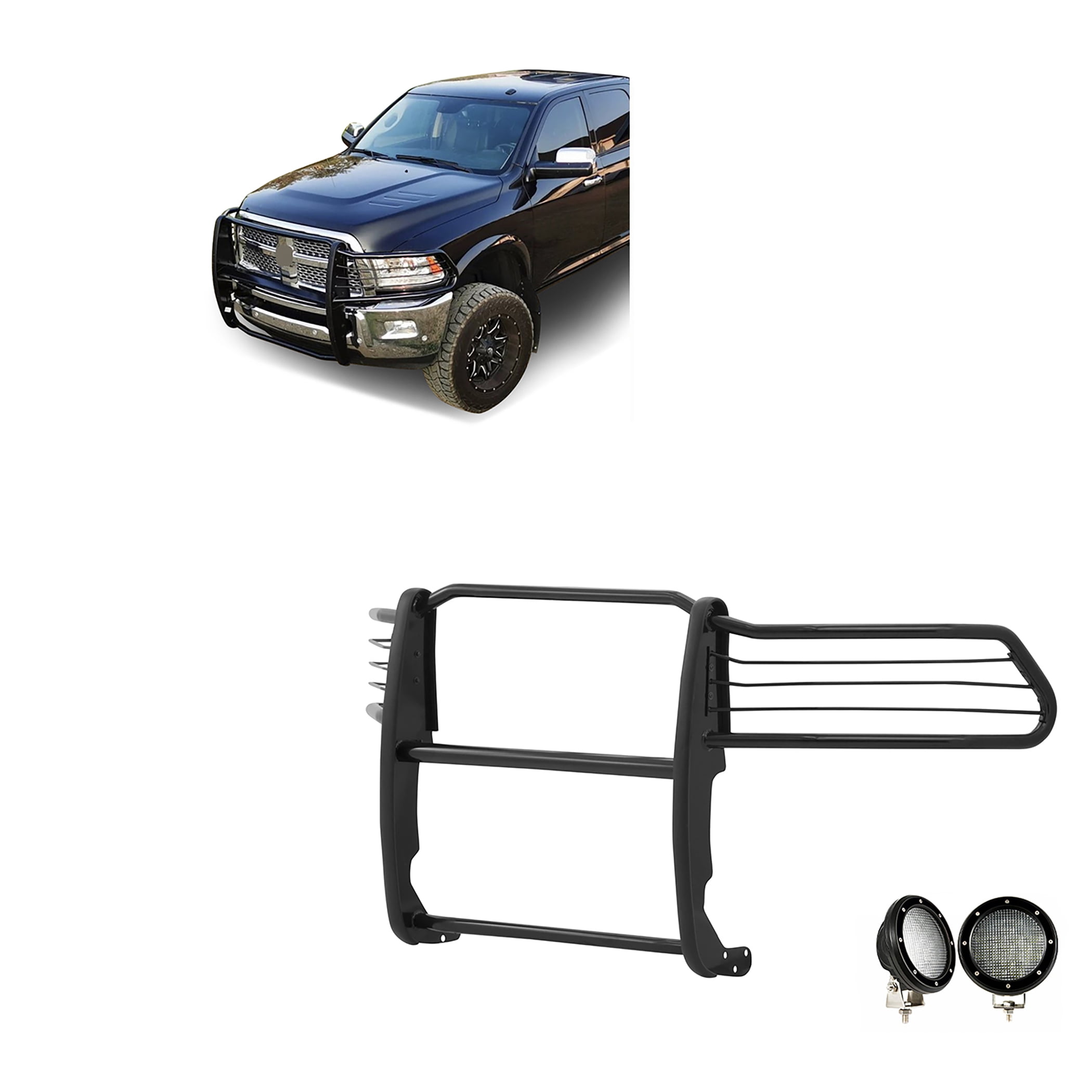 Black Horse Grille brush Bumper Guard Modular Black Come with Pair of 5 ...
