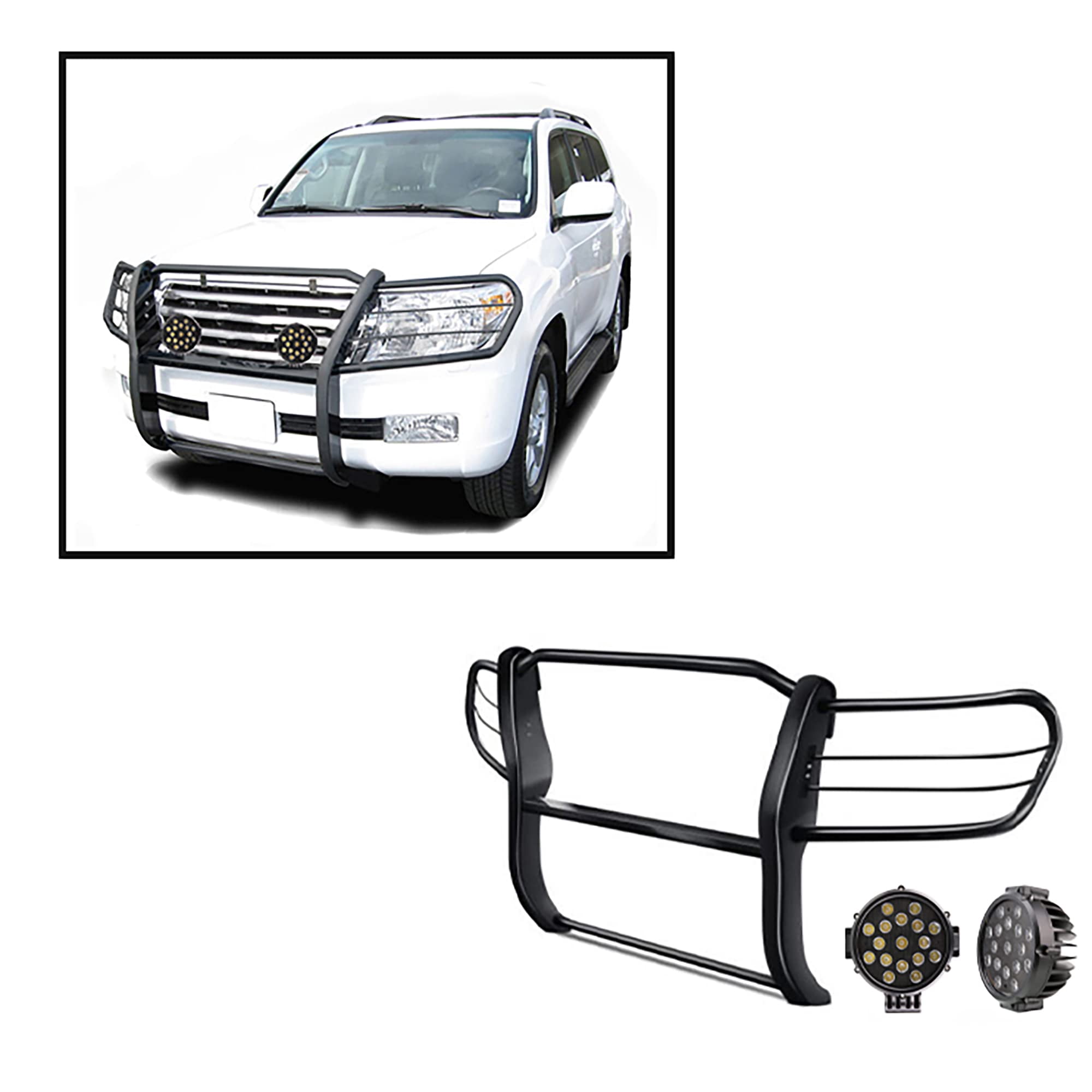Black Horse Grille brush Bumper Guard Modular Black Come With pair of 7 ...
