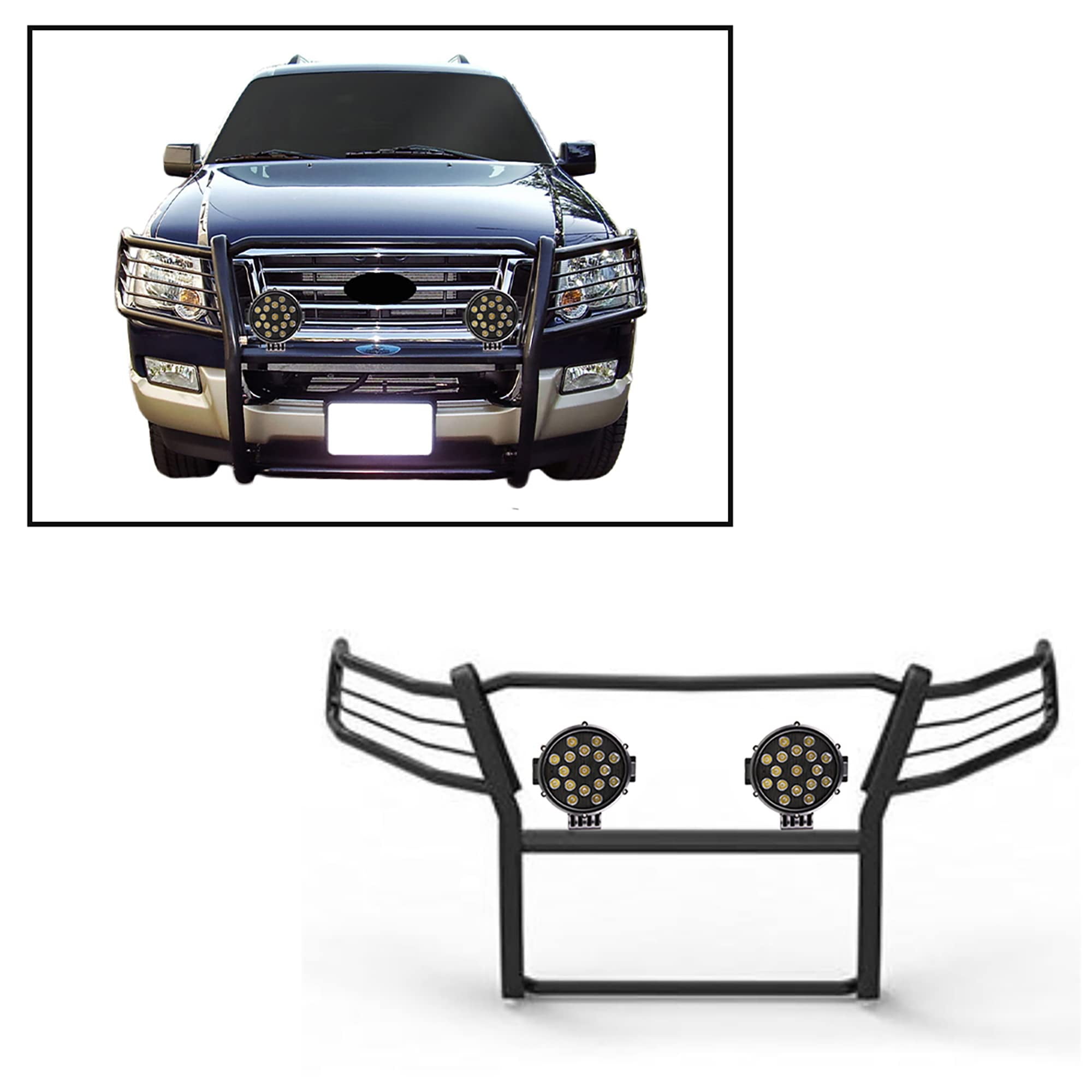 Black Horse Grille brush Bumper Guard Modular Black Come With pair of 7 ...