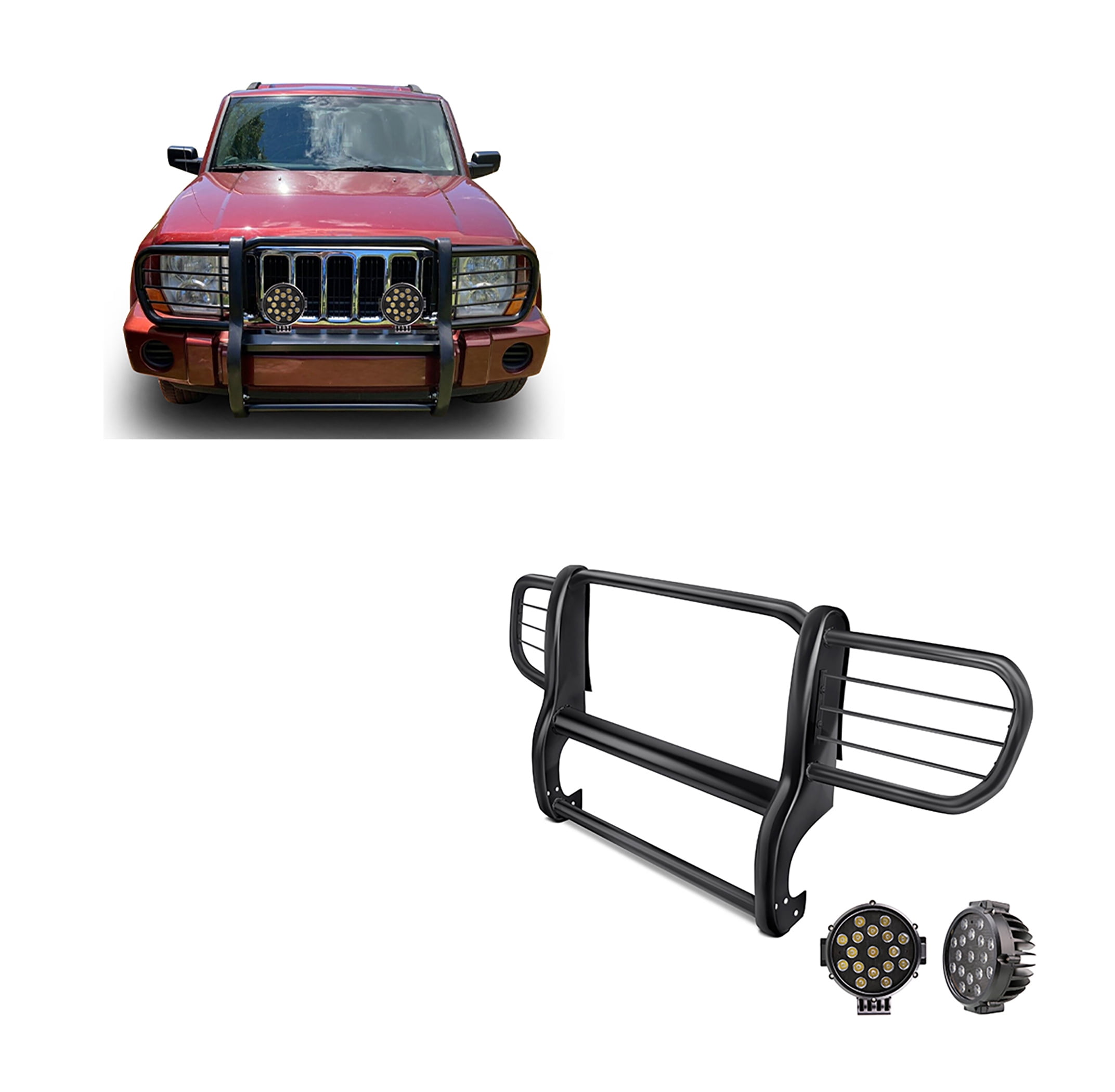 Black Horse Grille brush Bumper Guard Modular Black Come With pair of 7 ...