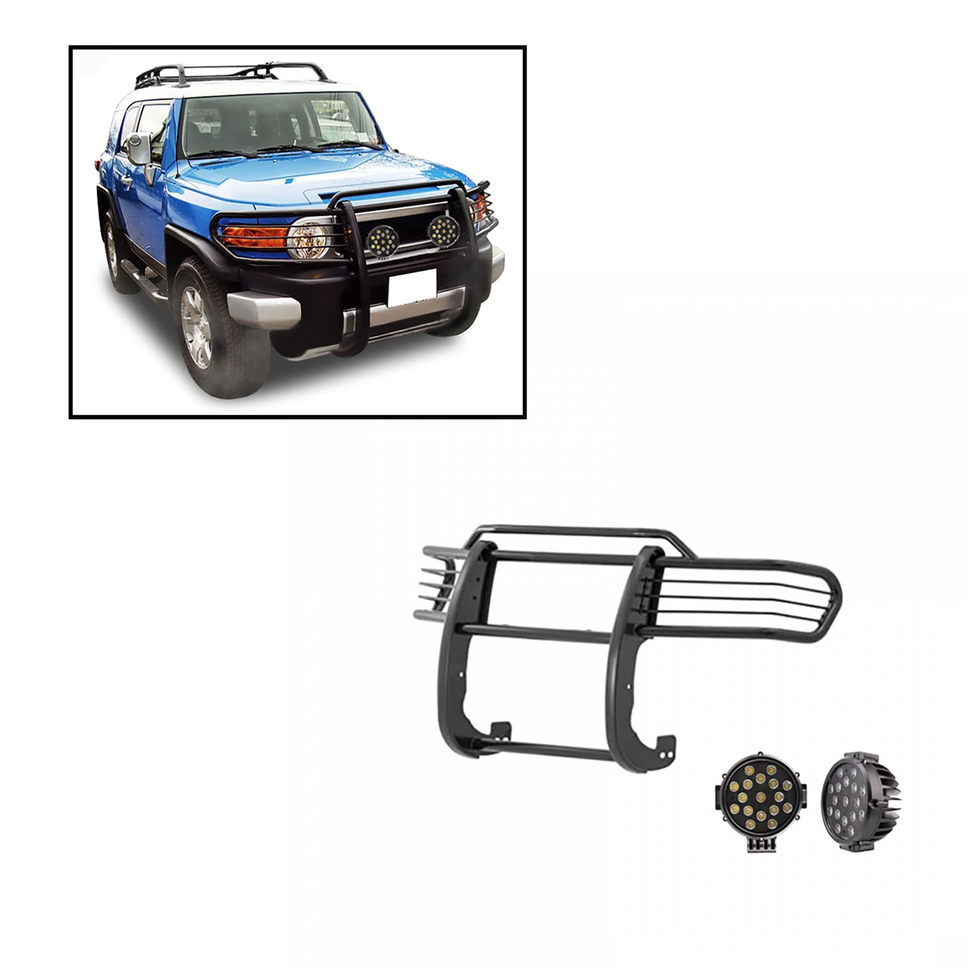 Black Horse Grille brush Bumper Guard Modular Black Come With pair of 7 ...