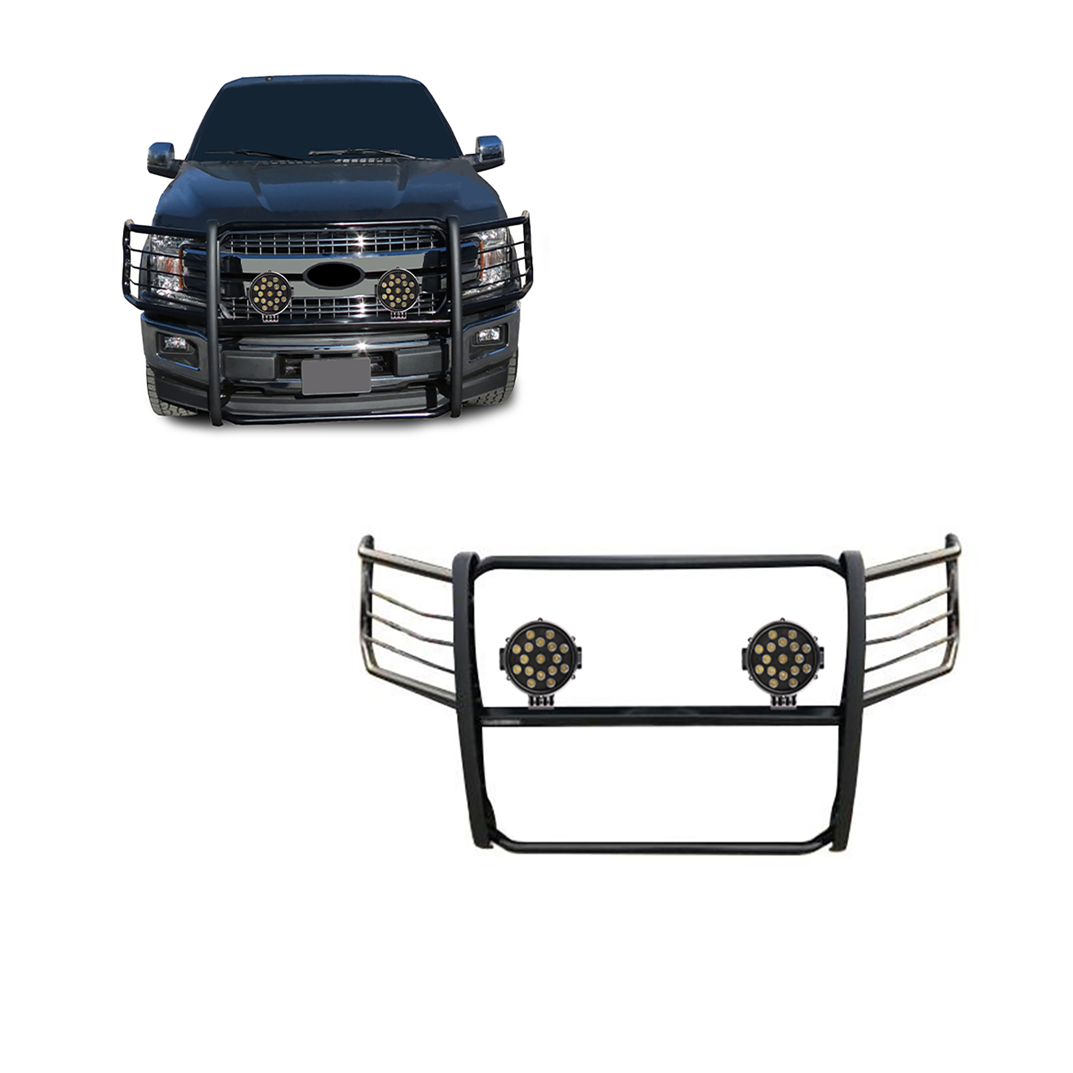 Black Horse Grille brush Bumper Guard Modular Black Come With pair of 7 ...