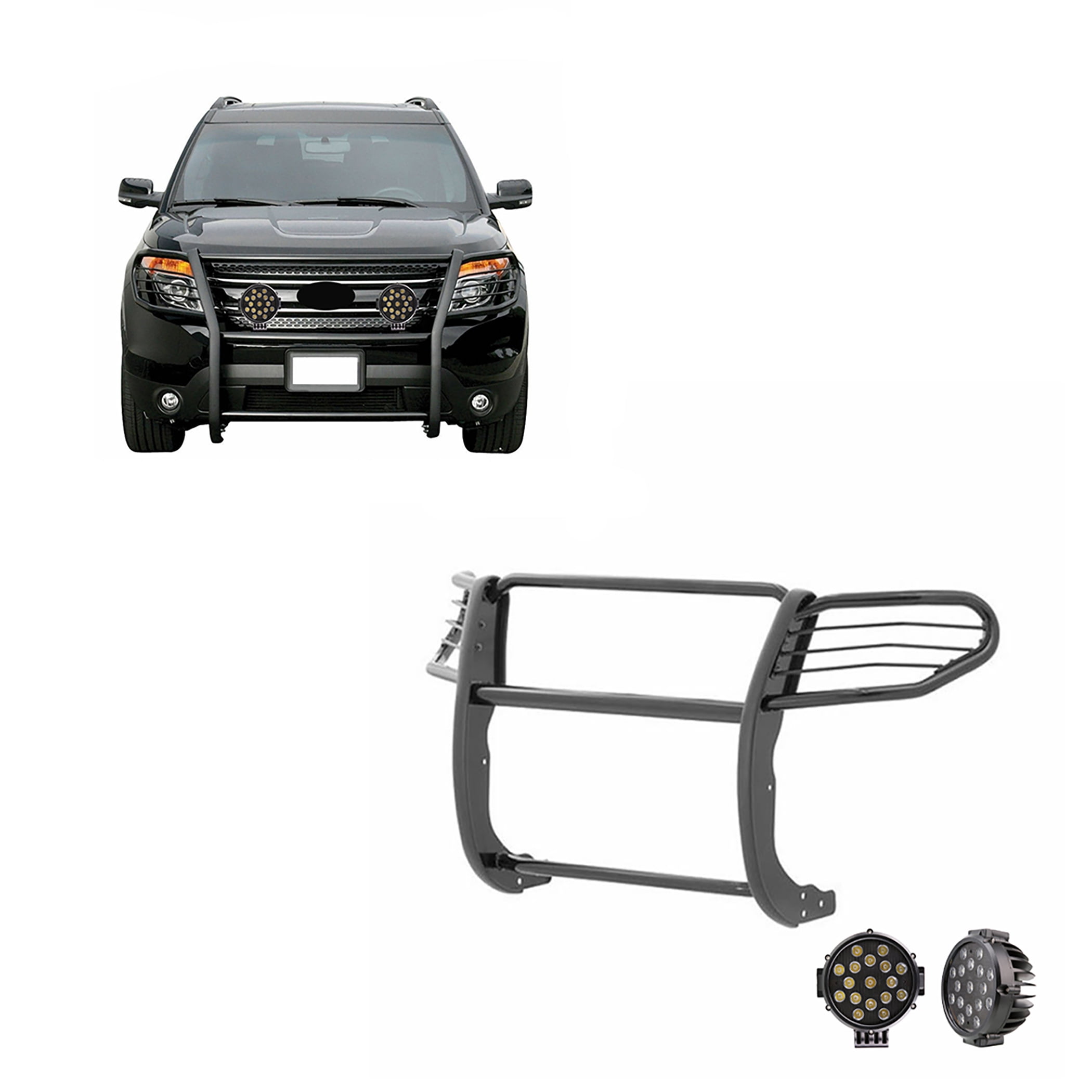Black Horse Grille brush Bumper Guard Modular Black Come With pair of 7 ...