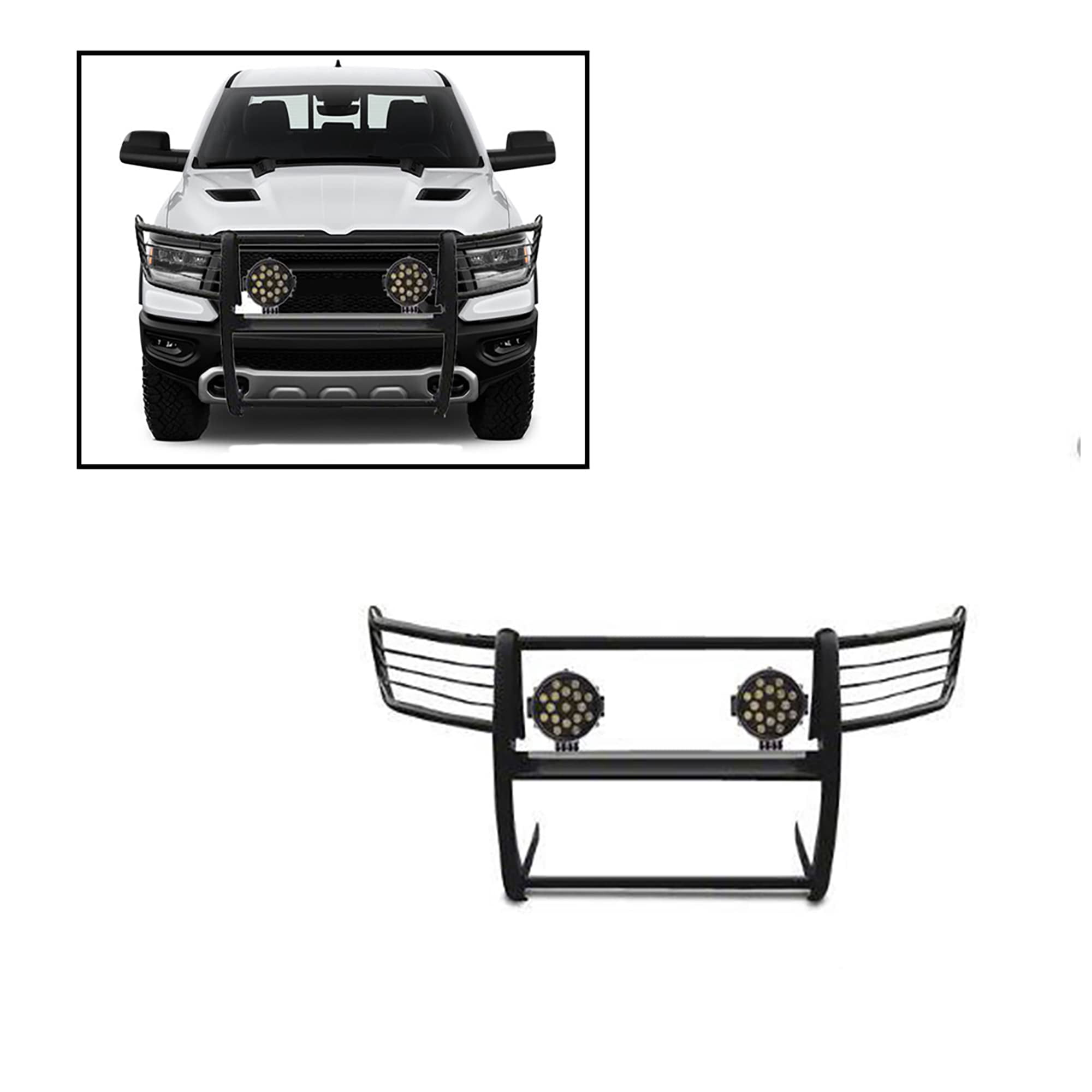 Black Horse Grille brush Bumper Guard Modular Black Come With pair of 7 ...