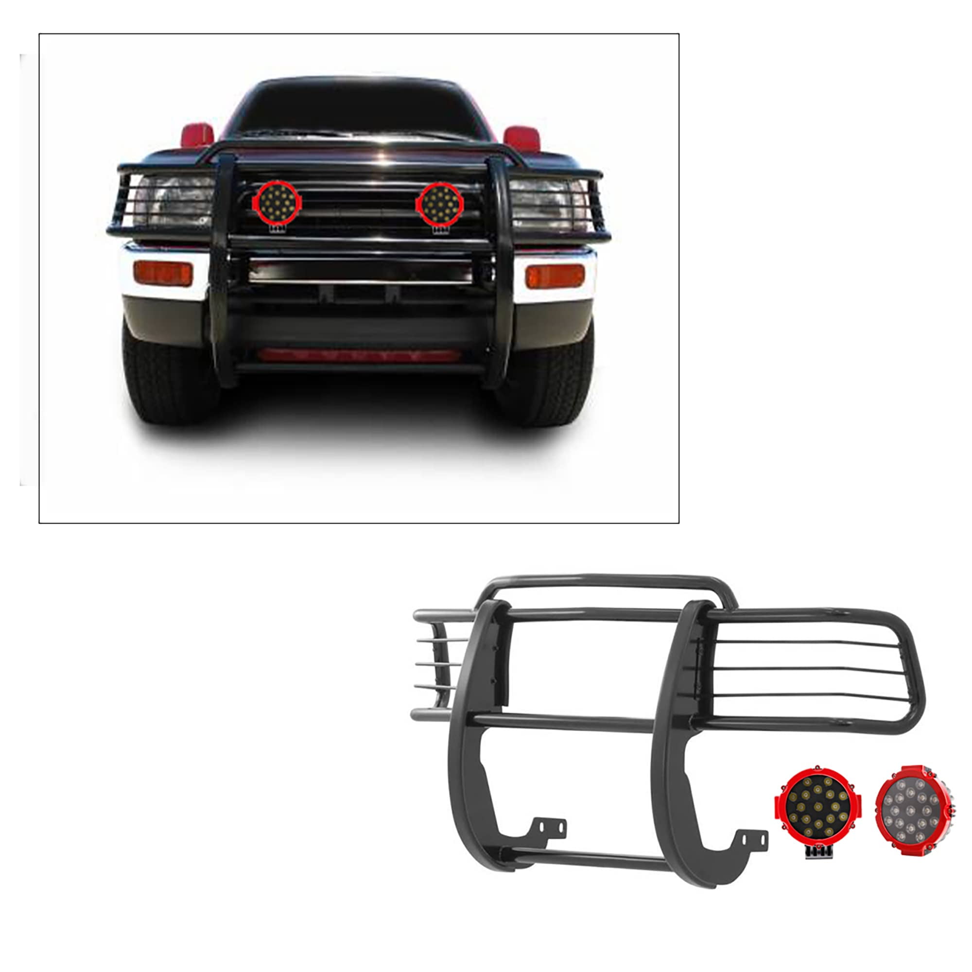Black Horse Grille brush Bumper Guard Modular Black Come With pair of 7 ...