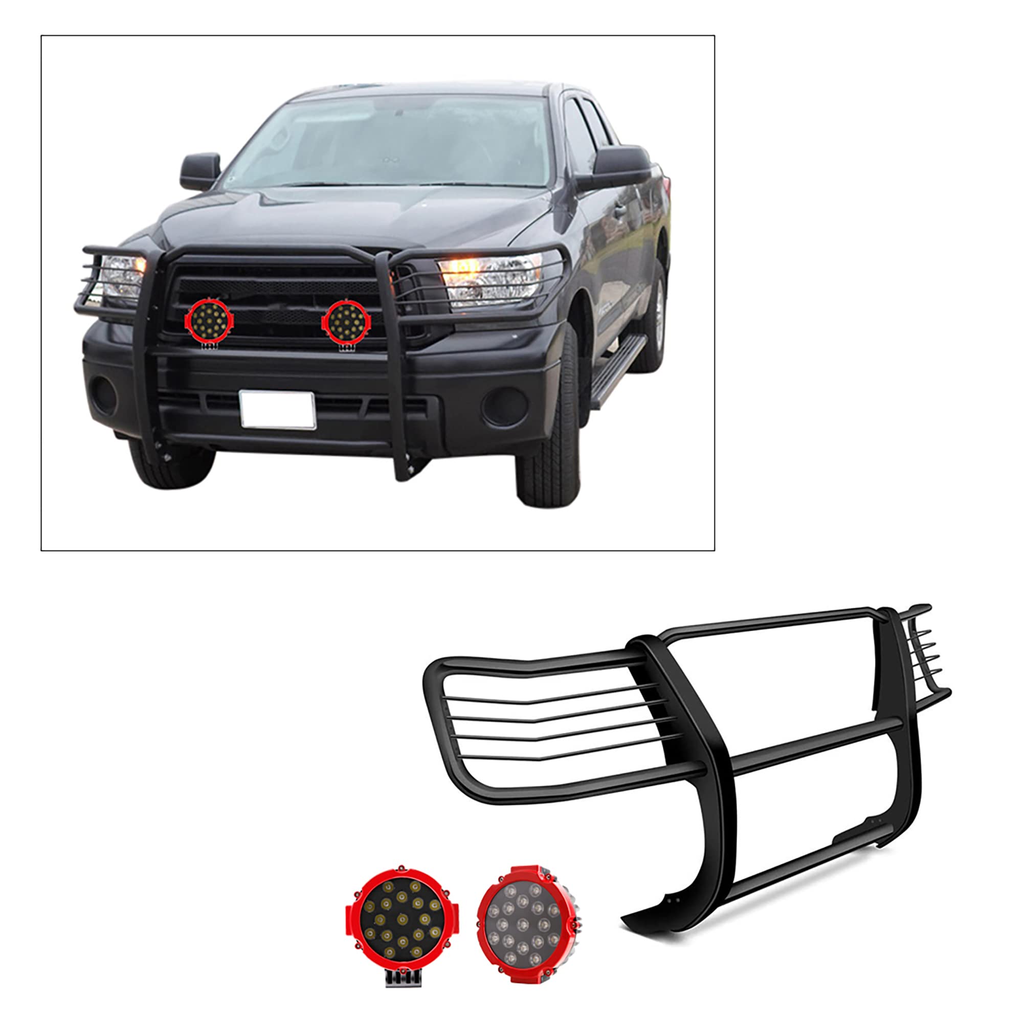 Black Horse Grille brush Bumper Guard Modular Black Come With pair of 7 ...