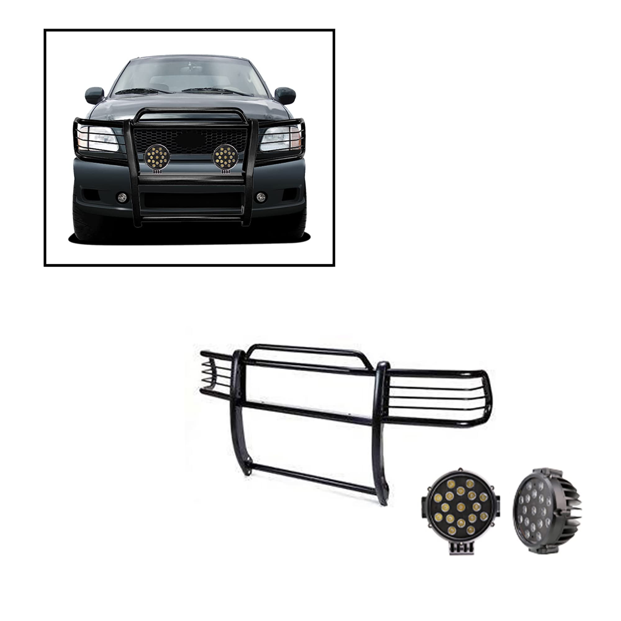 Black Horse Grille brush Bumper Guard Modular Black Come With pair of 7 ...