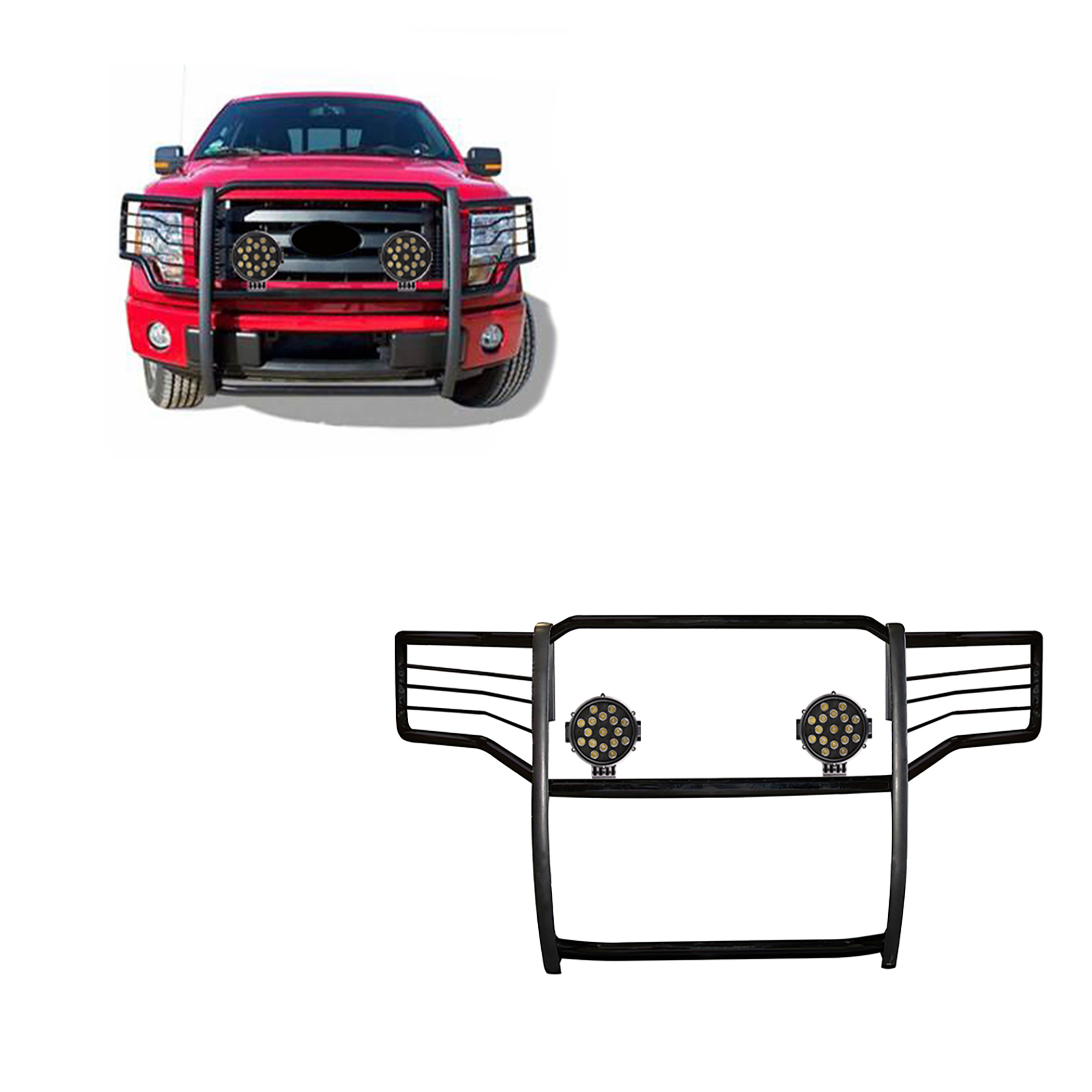 Black Horse Grille brush Bumper Guard Modular Black Come With pair of 7 ...