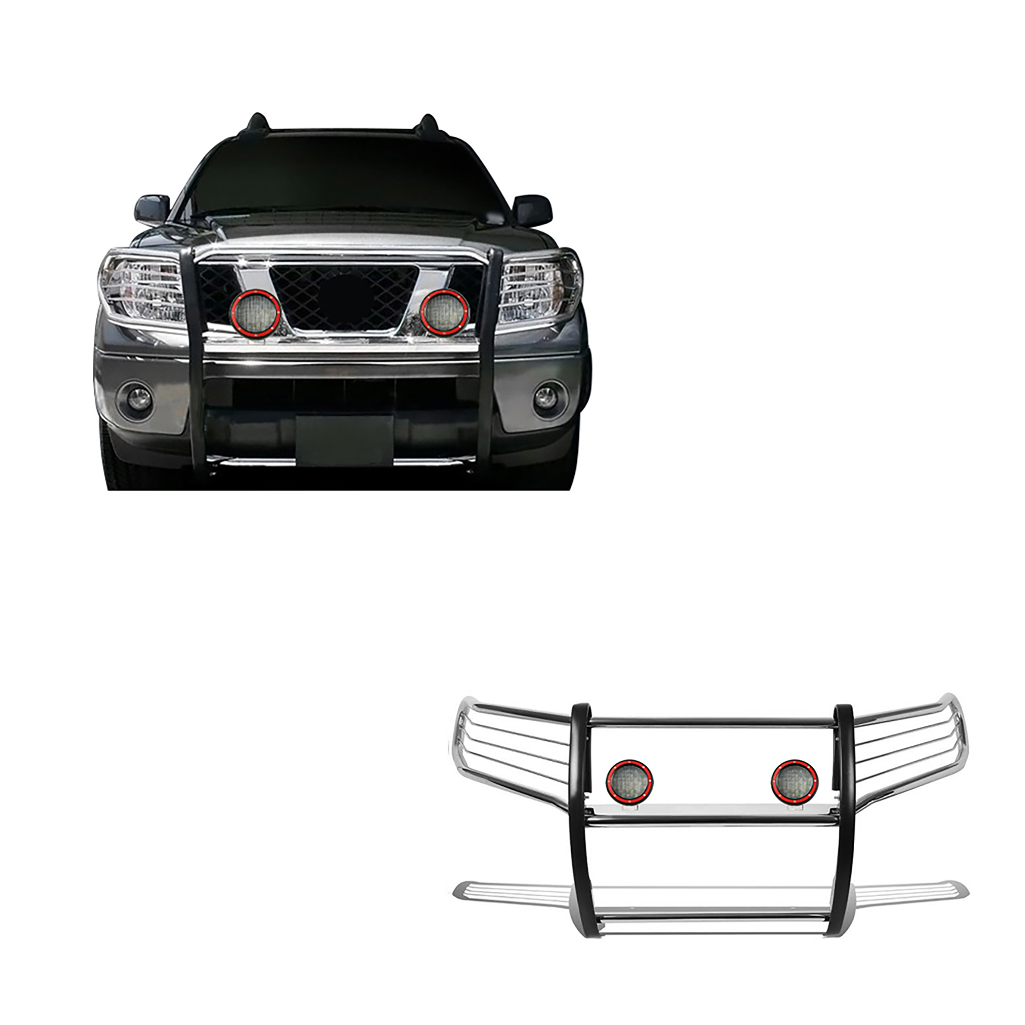 Black Horse Grille brush Bumper Guard Modular Stainless Steel Come With ...
