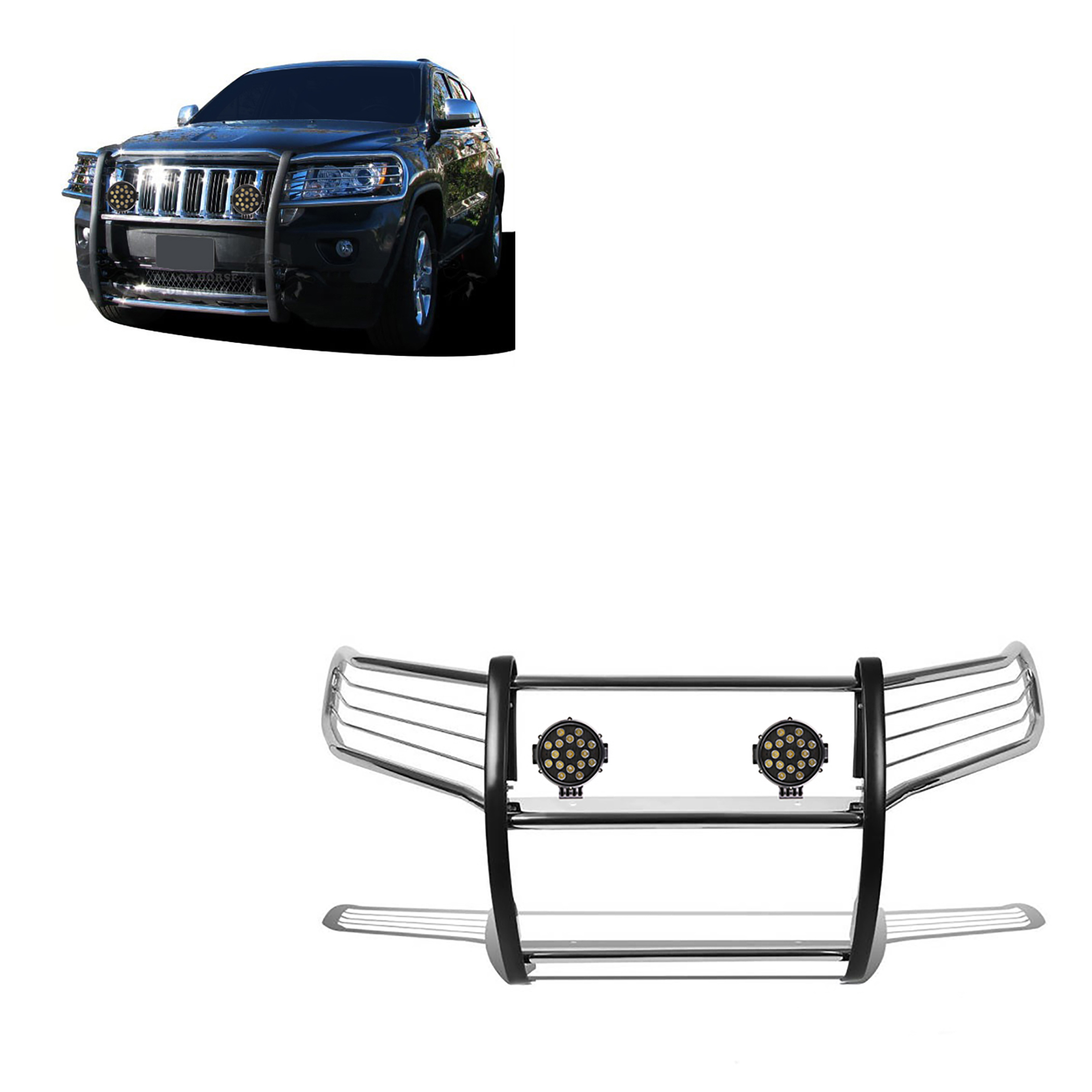 Black Horse Grille brush Bumper Guard Modular Stainless Steel Come With ...