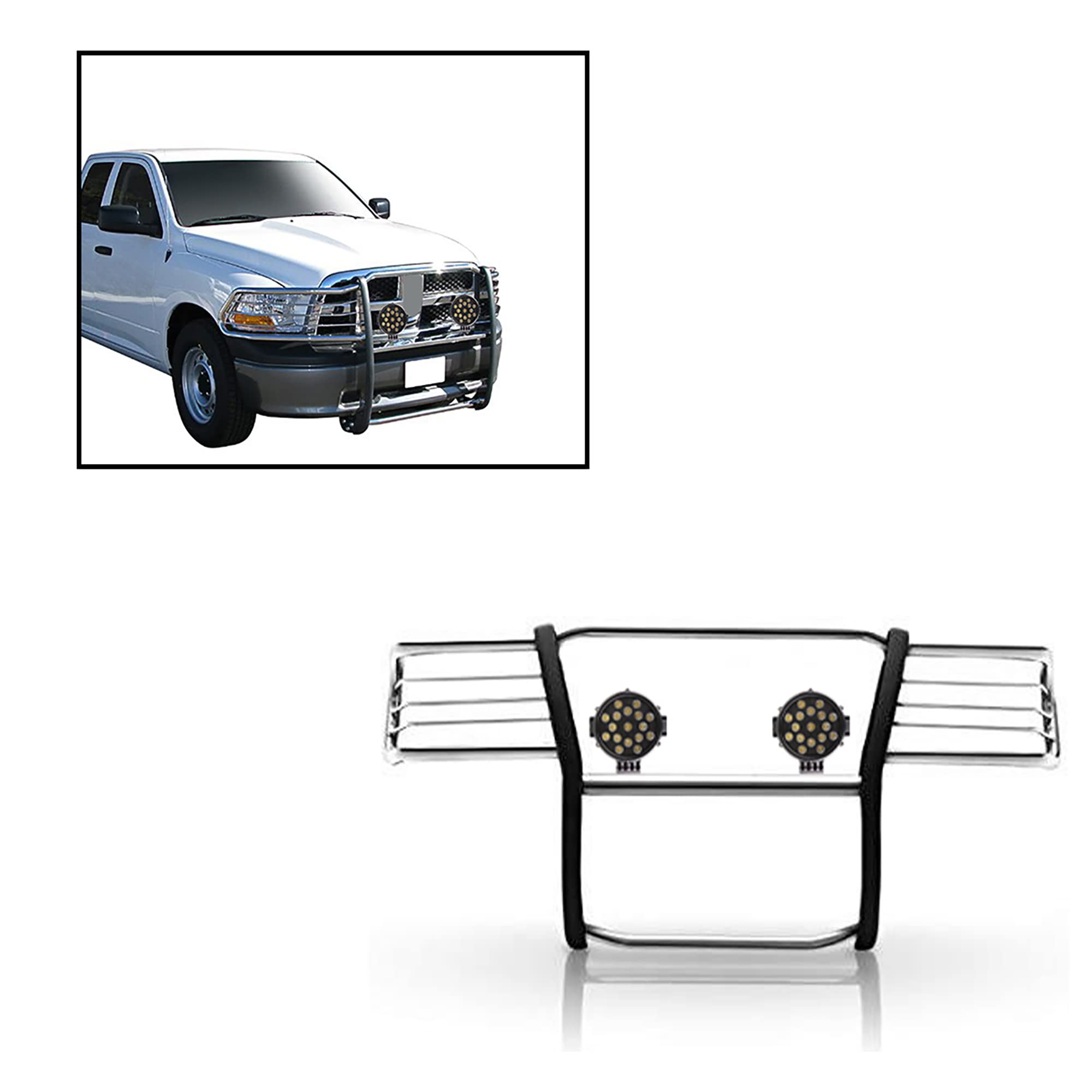 Black Horse Grille brush Bumper Guard Modular Stainless Steel Come With ...