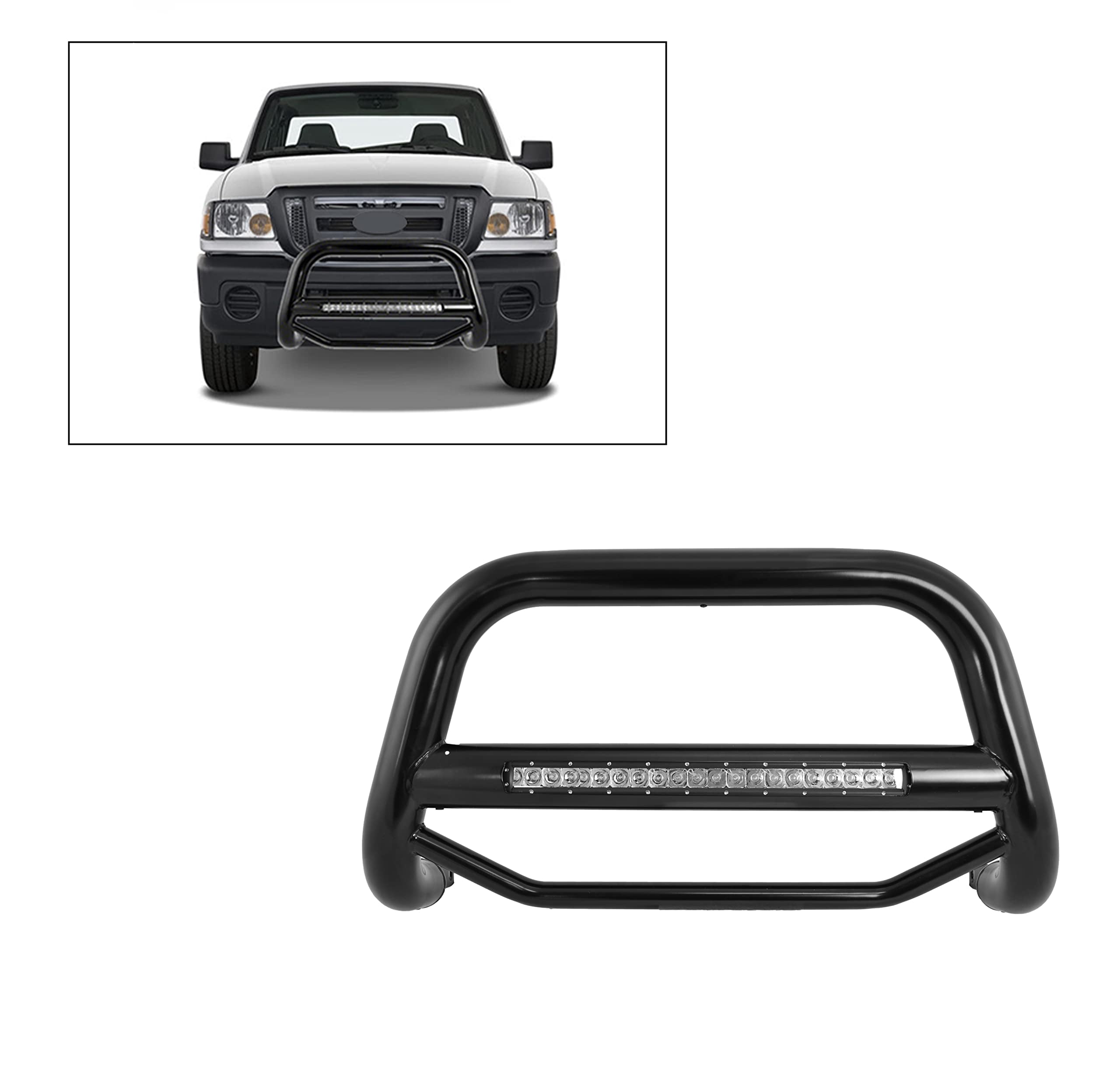 Black Horse MAX BEACON Bull Bar No skid plate Black Compatible with ...